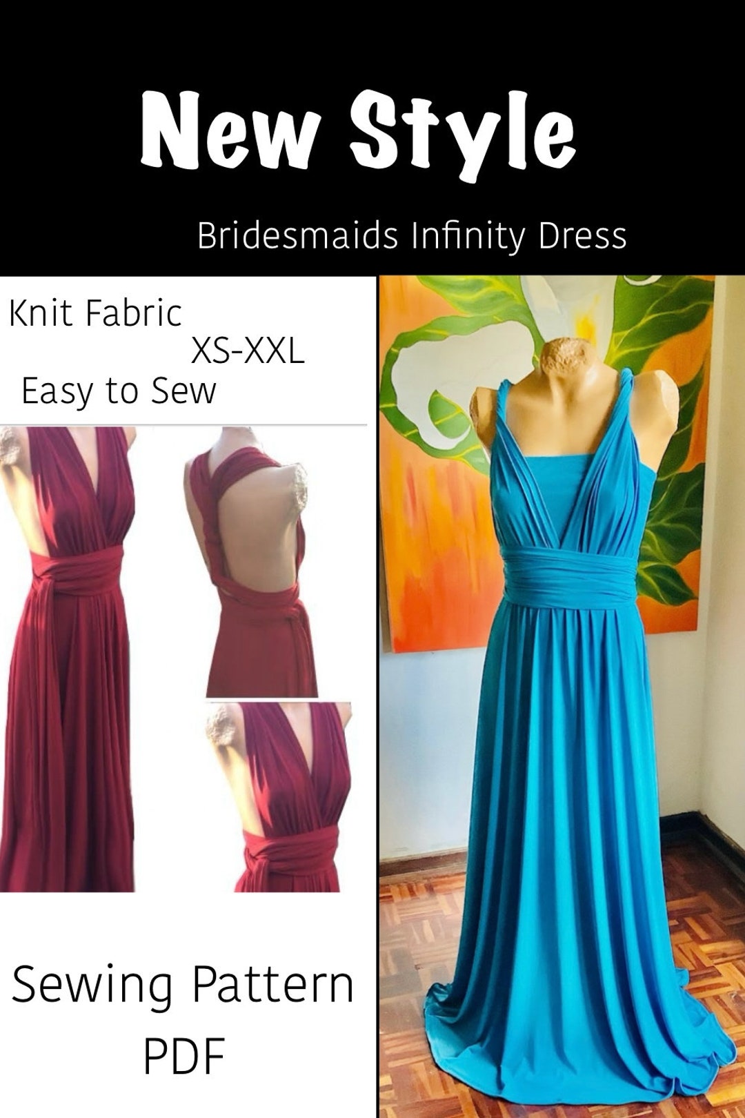 Bridesmaids Infinity Dress Sewing Pattern PDF. Wedding Dress PDF ...