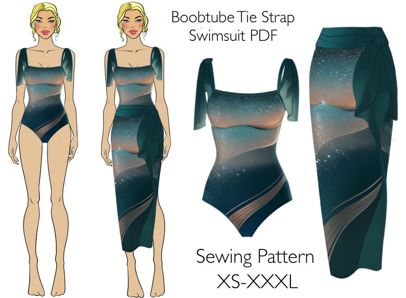 Swimsuit PDF Sewing Pattern. Cute Strap Bathing Suit in 7 Sizes. Easy ...