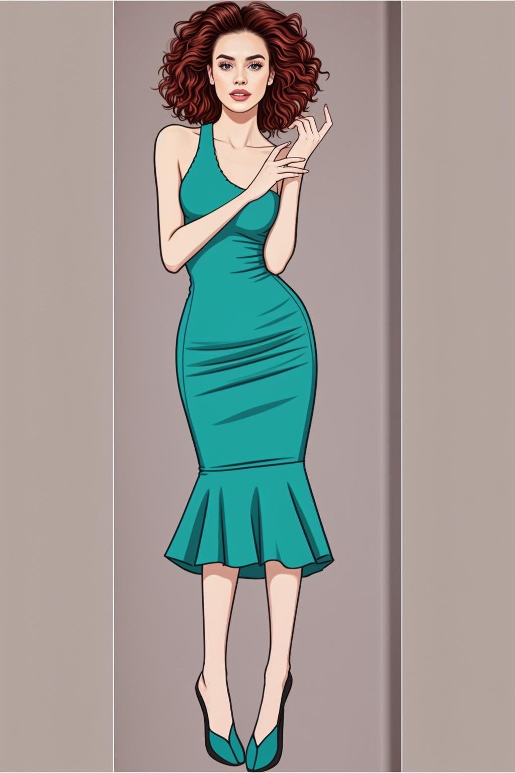 One-shoulder Mermaid Dress Sewing Pattern PDF. 7 Sizes Mermaid Vacation ...