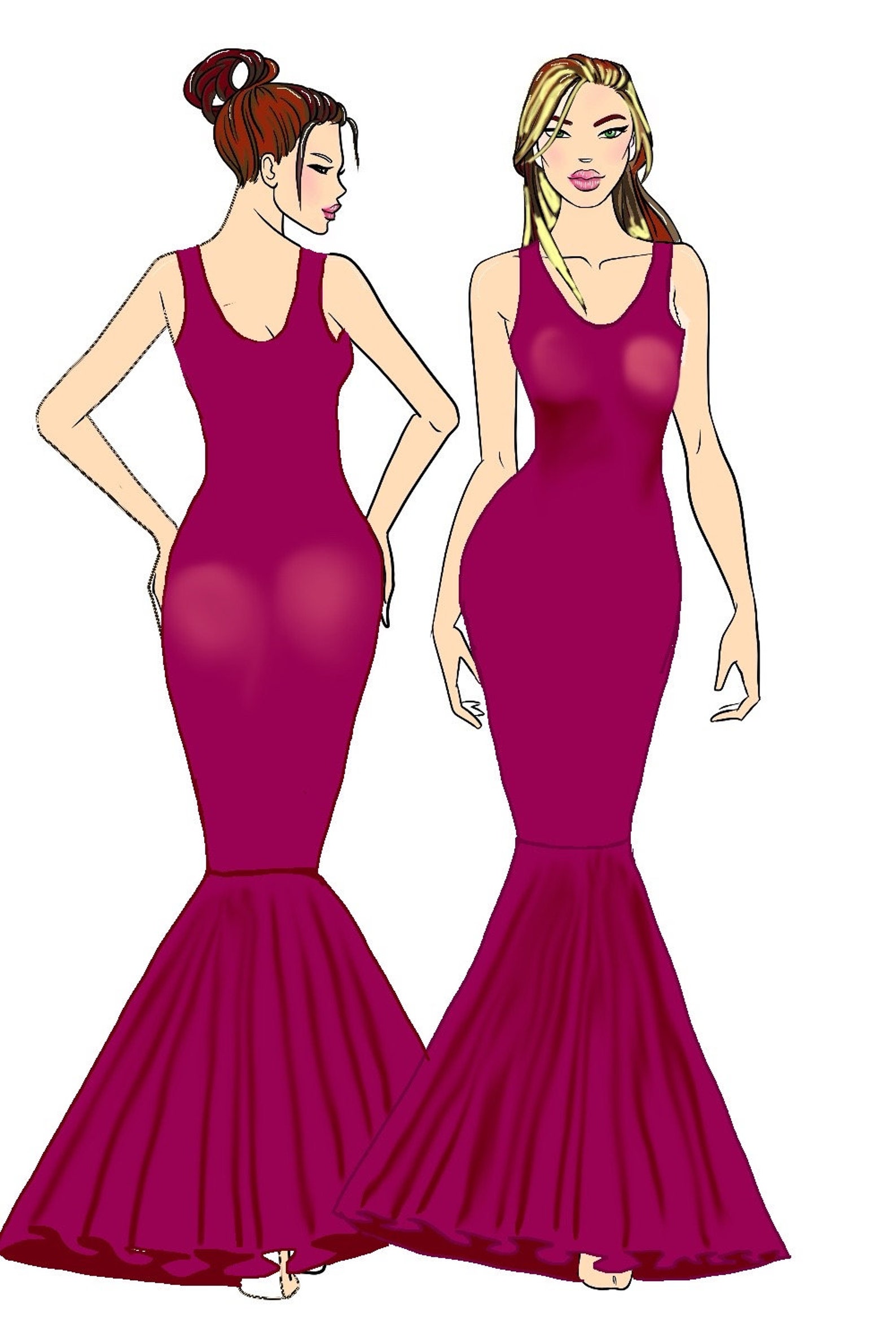 Mermaid Dress PDF Sewing Pattern. 7 Sizes|prom Dress Pdf|woman Sewing ...
