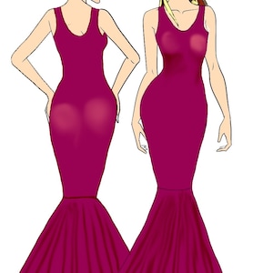 Mermaid Dress PDF Sewing Pattern. 7 Sizes|prom Dress Pdf|woman Sewing ...