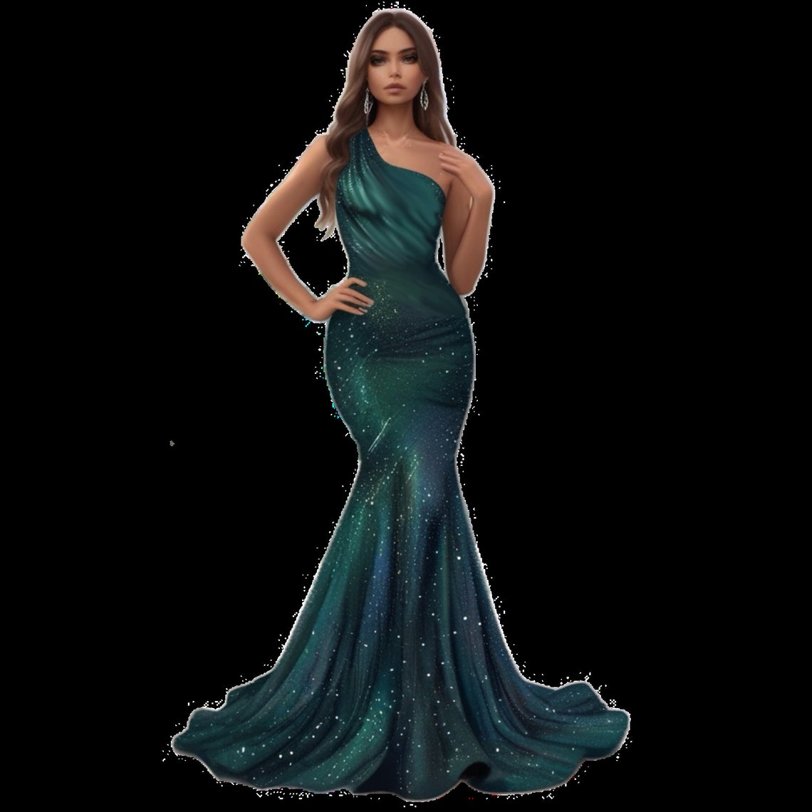 One-shoulder Mermaid Dress Sewing Pattern PDF. 7 Sizes Mermaid Vacation ...