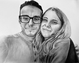 Custom Charcoal Portrait From Photo, Handmade Personalised Realistic ...