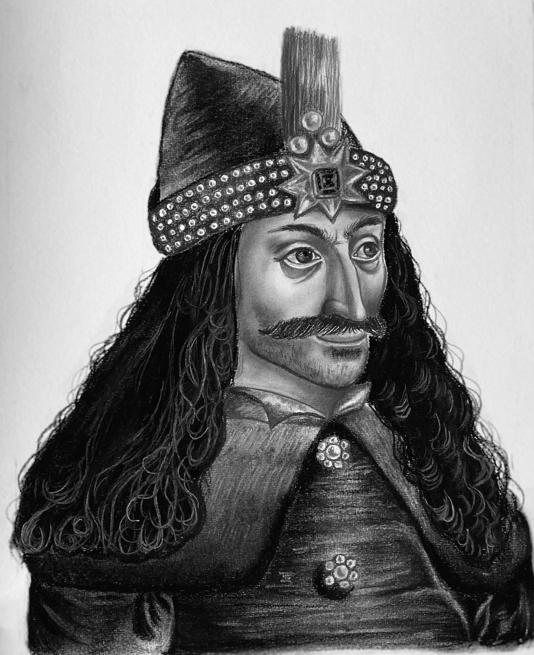 Original Charcoal Drawing of Vlad Dracula, Charcoal Wall Art, Vlad ...