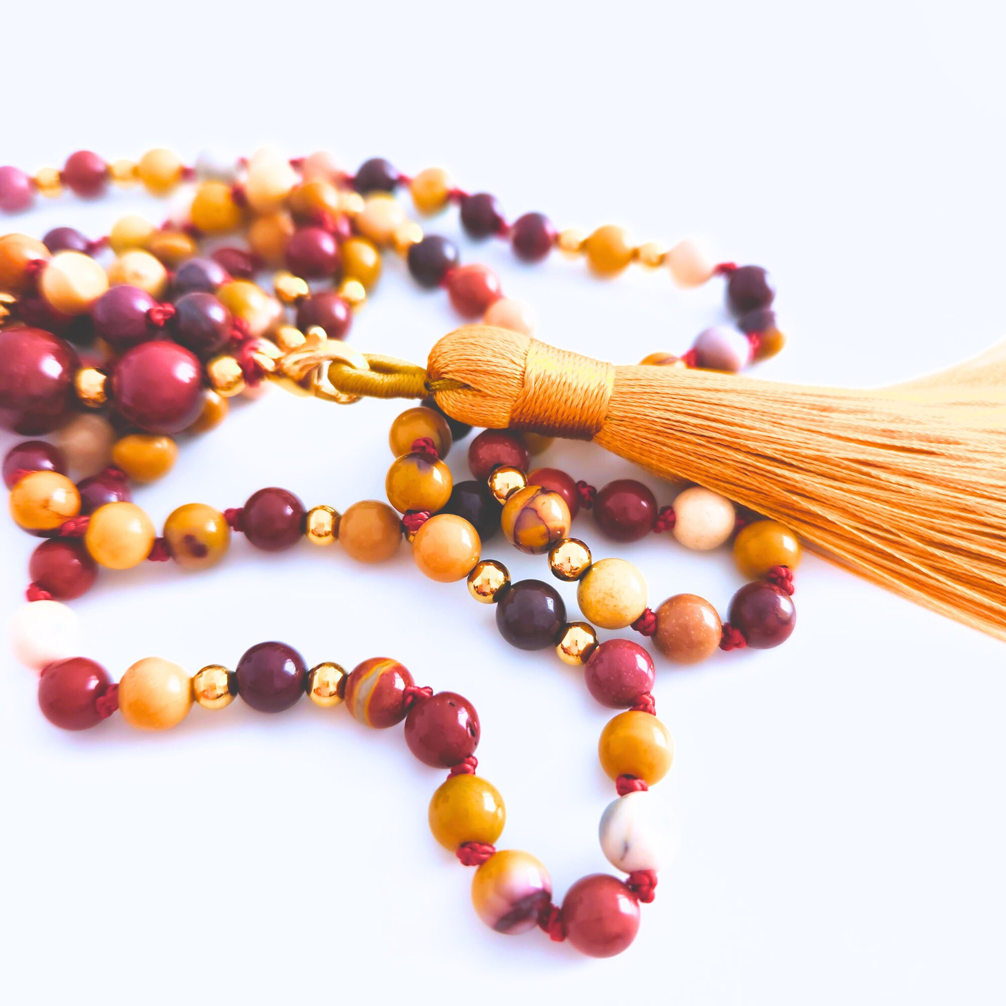 Mochaite Jasper Mala Necklace, Mala Beads, Meditation Mala, Yoga Mala ...