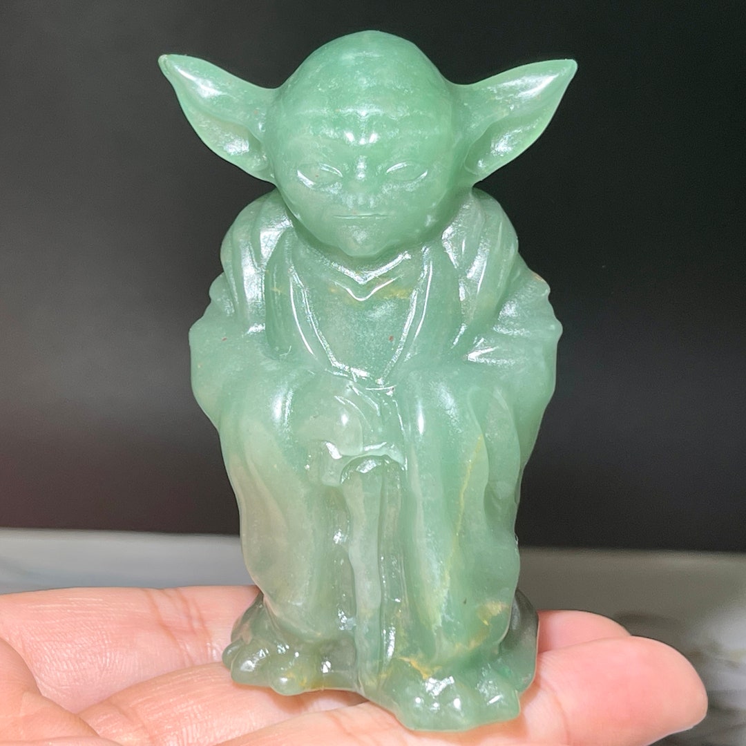 Natural Aventurine Yoda , Crystal Cartoon Character, Crystal Carving ...