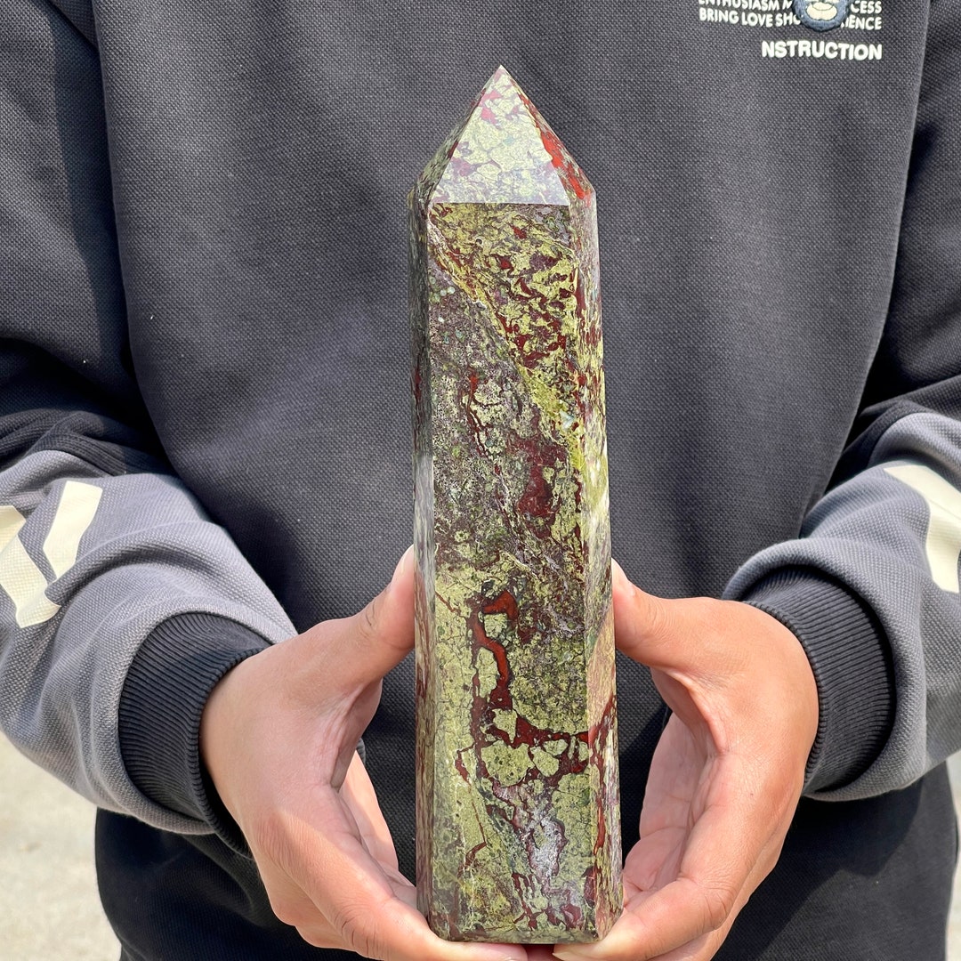 Natural Dragon Blood Stone Obelisk Quartz Crystal Obelisk Wand Point ...