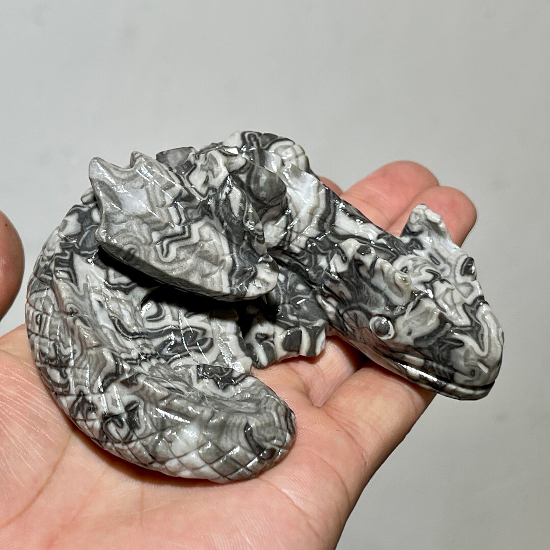 3.7'' Natural Picasso Stone Dragon,quartz Crystal Skull, Carved Dragon ...