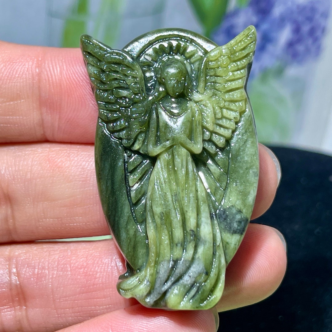 2.1'' Natural Green Jade Quartz,quartz Crystal,hand Carved,crystal ...