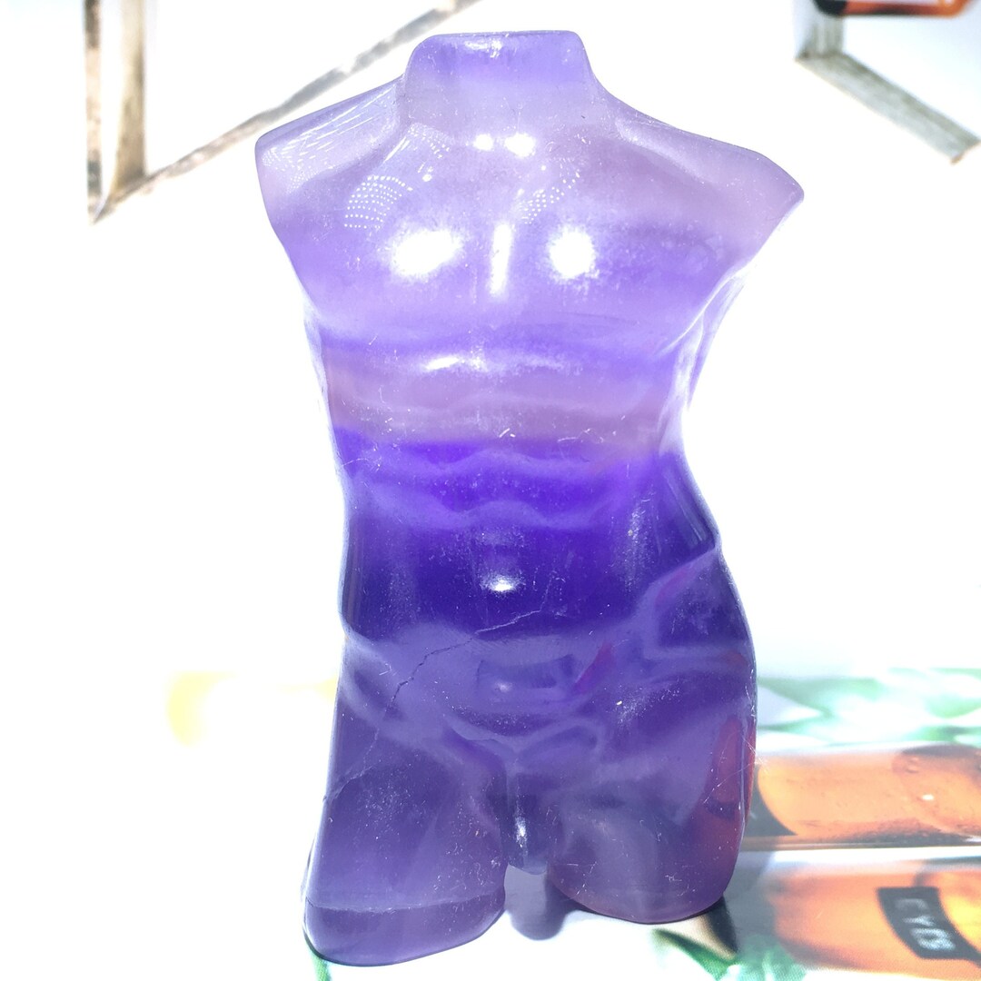 Natural Purple Fluorite Male Models Quartz Crystal Man Crystal Carving ...