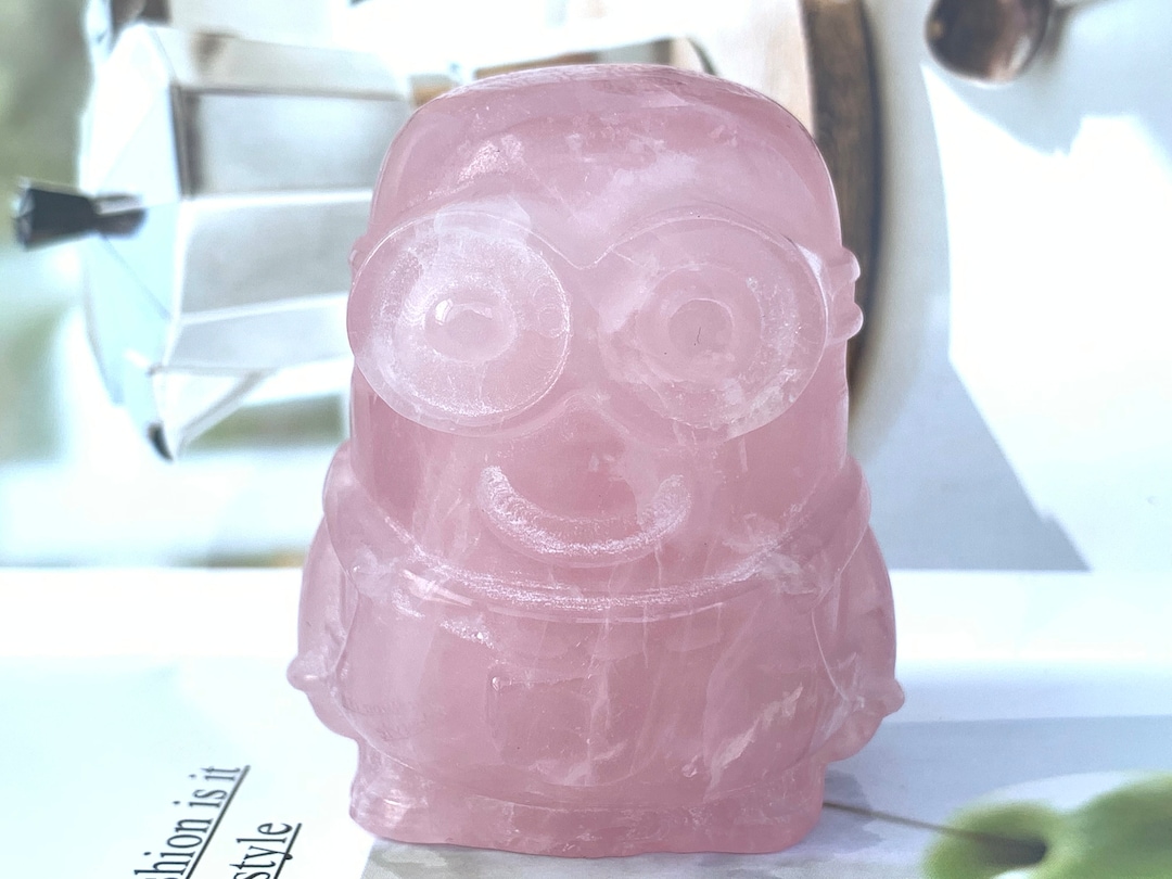 2.4inche Natural Pink Rose Quartz Hand Carved Crystal Minions - Etsy