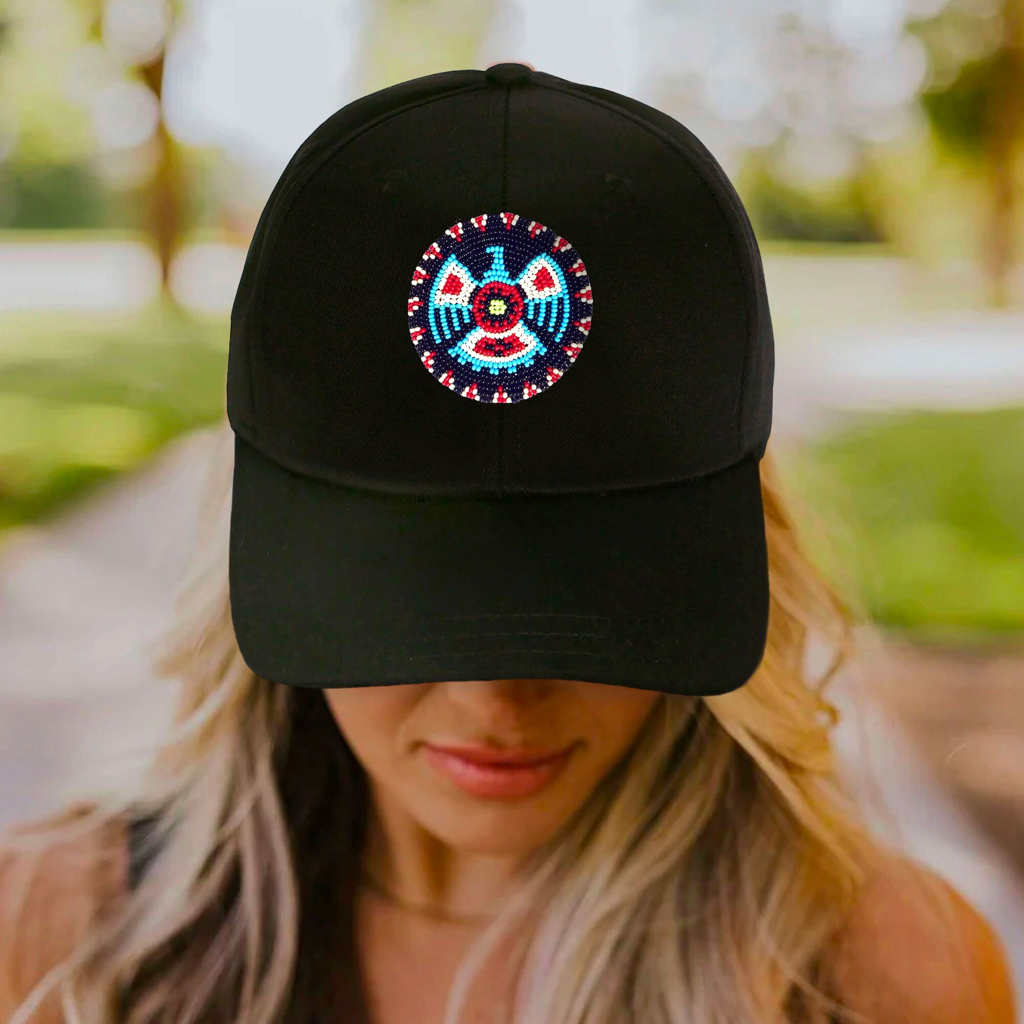Native American Dark Blue Thunderbird Handmade Beaded Cap - Etsy