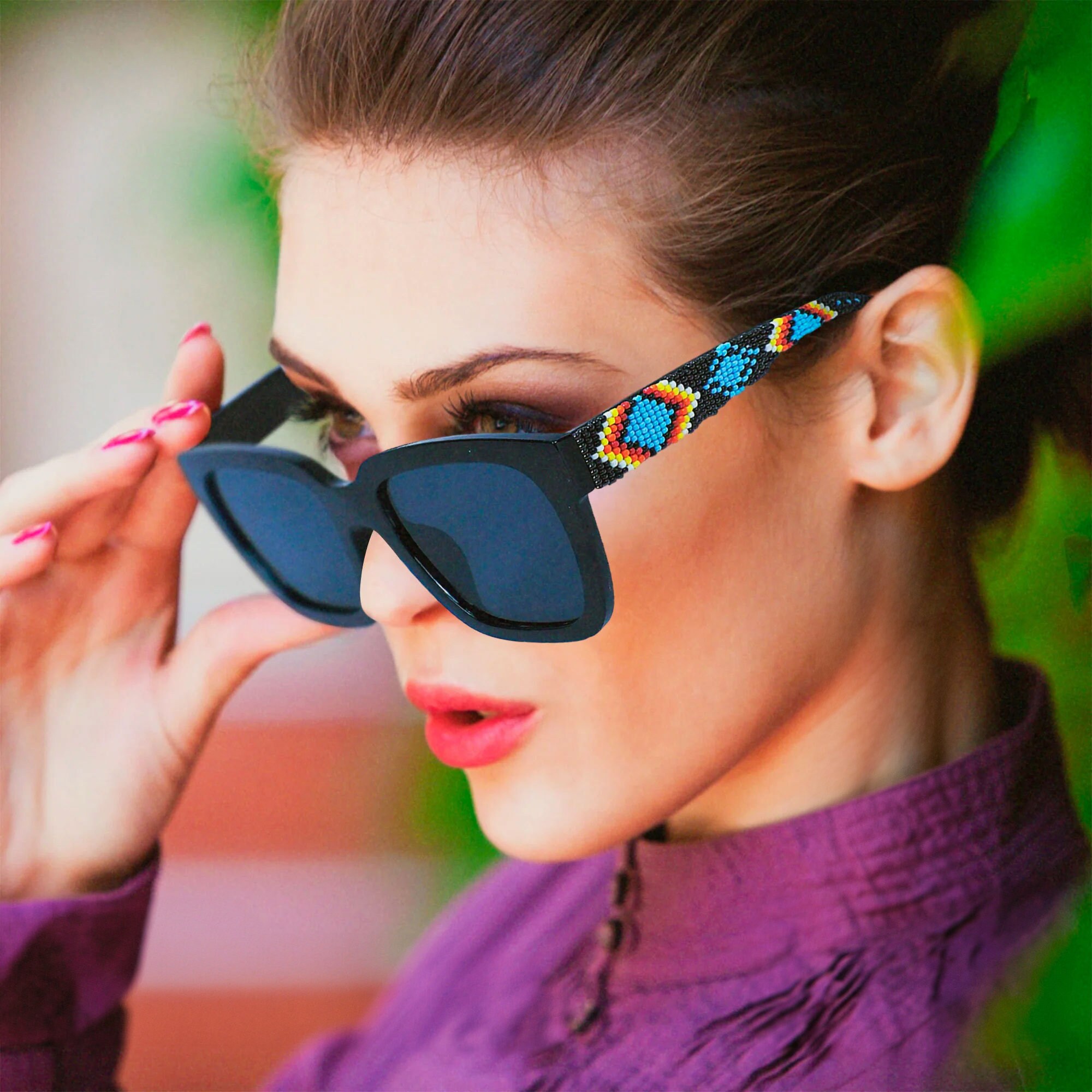 Native American Dark Blue Pattern Handmade Beaded Sunglasses - Etsy