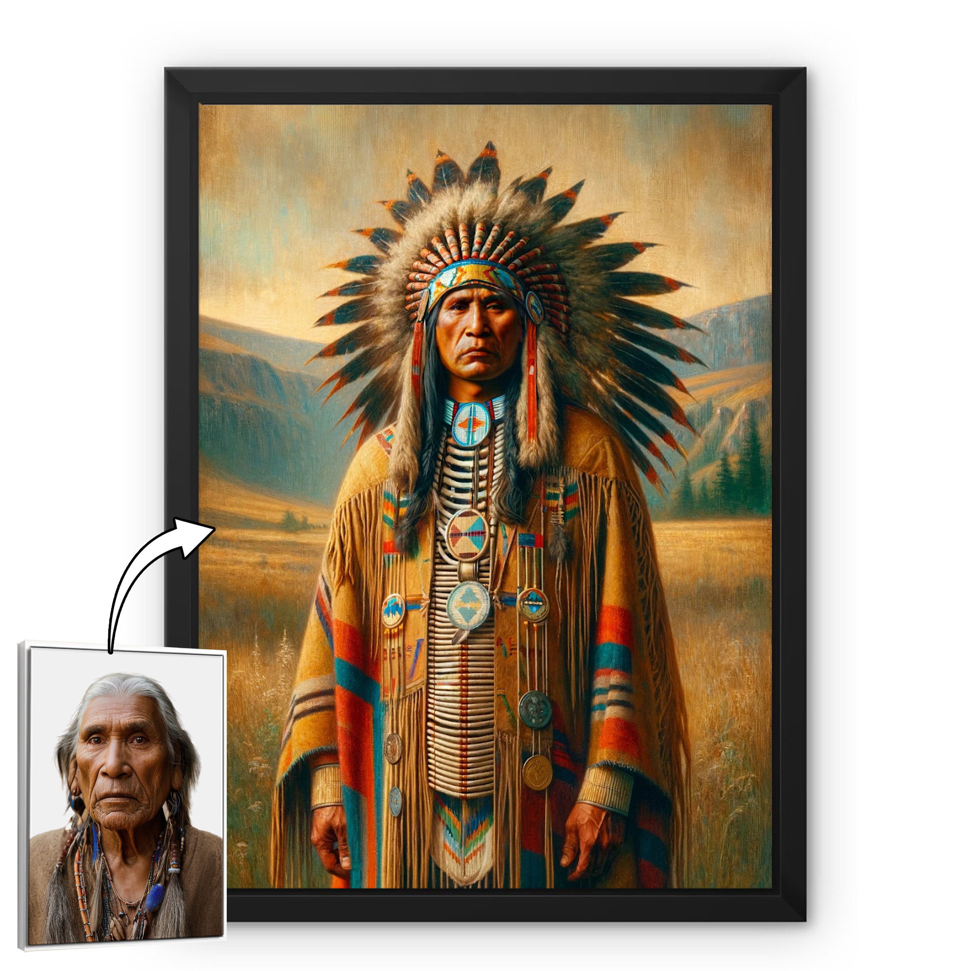 Custom Native American Portrait From Photo Native American - Etsy