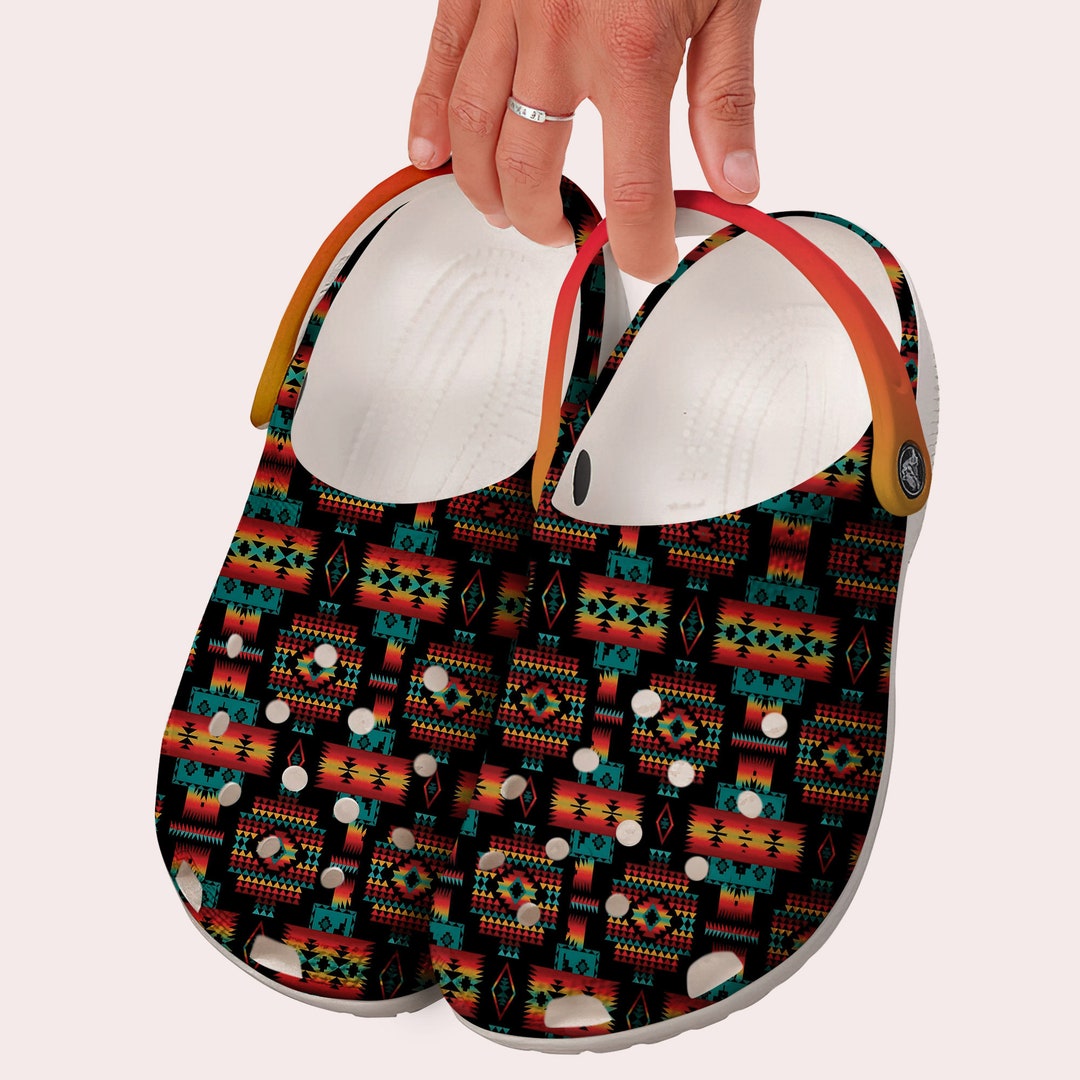 Native Pattern Clog Shoes for Kid and Adult, Native American Clog Shoes ...