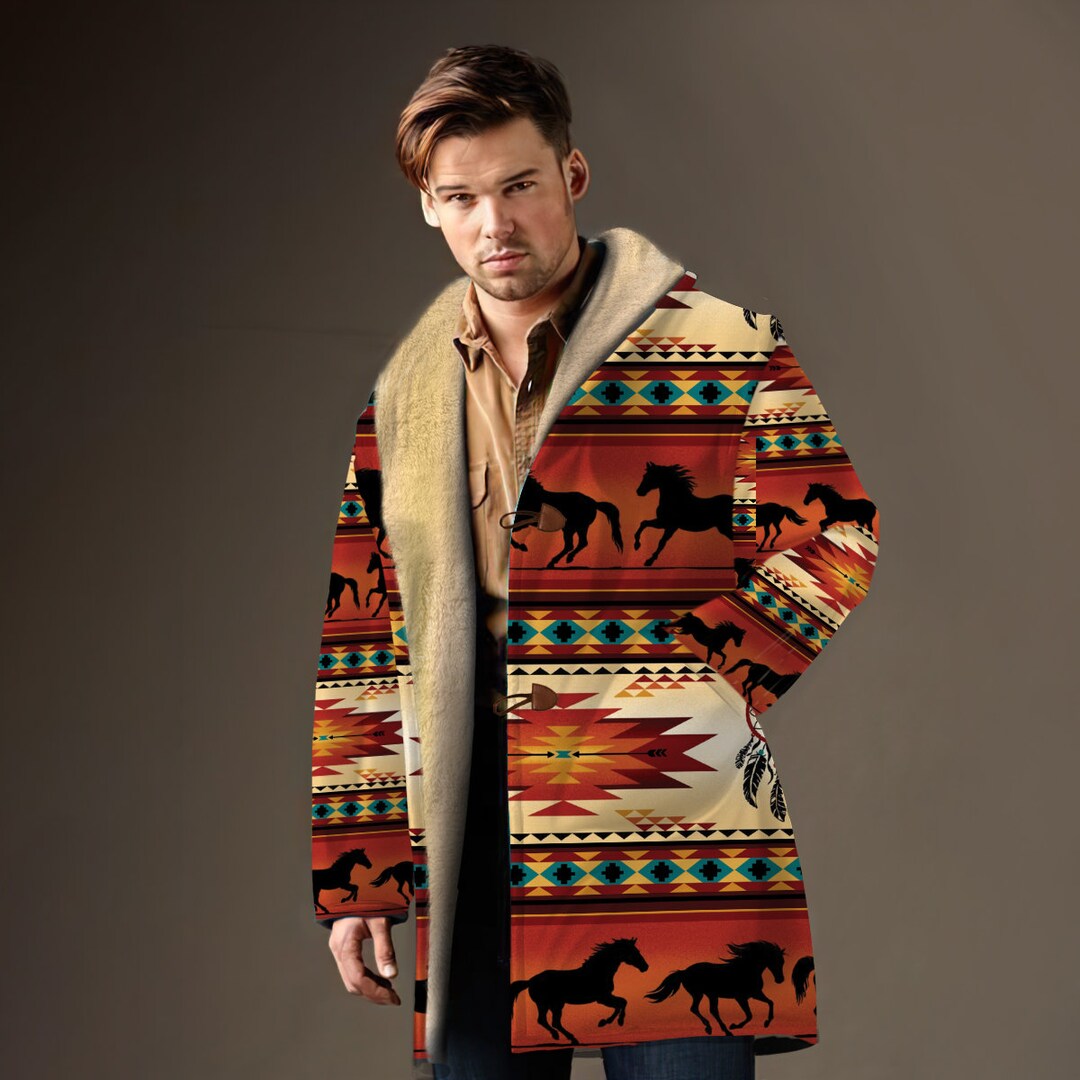 Native Tribes Pattern Native American Cloak, Warm Cozy Hoodie, Hooded ...