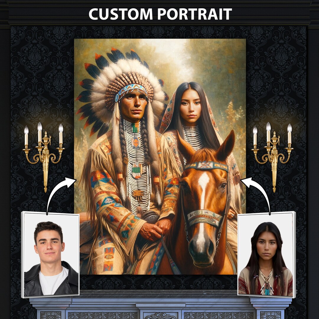 Native American Couple Custom Photo Canvas, Photo to Canvas, Native ...