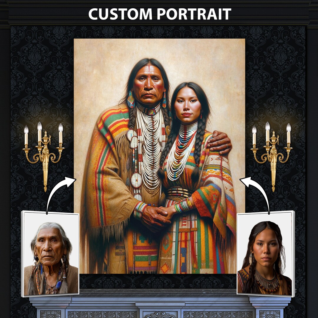 Native American Couple Custom Photo Canvas Photo to Canvas - Etsy