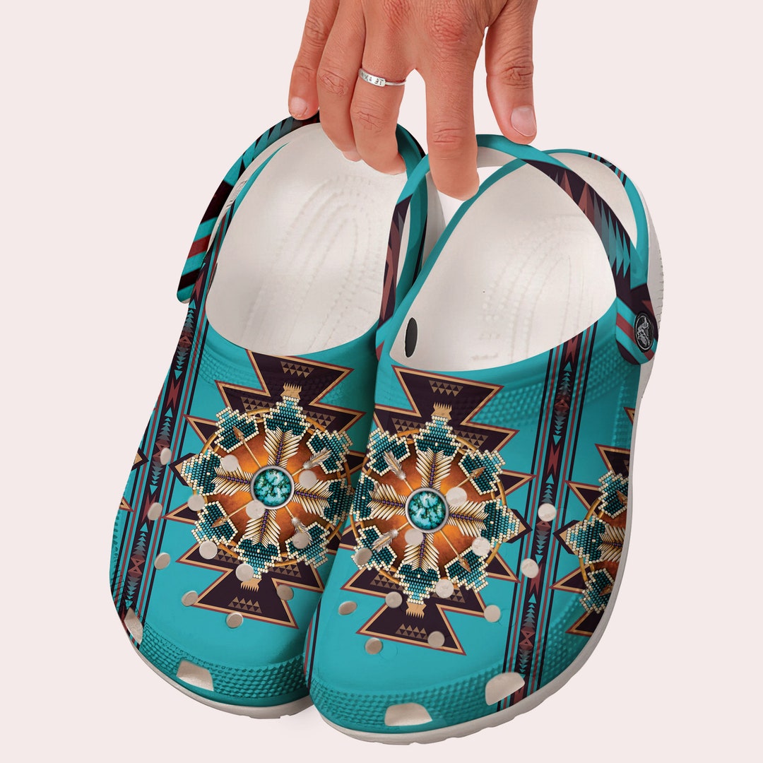 Native Turquoise Pattern Clog Shoes for Kid and Adult, Native American ...