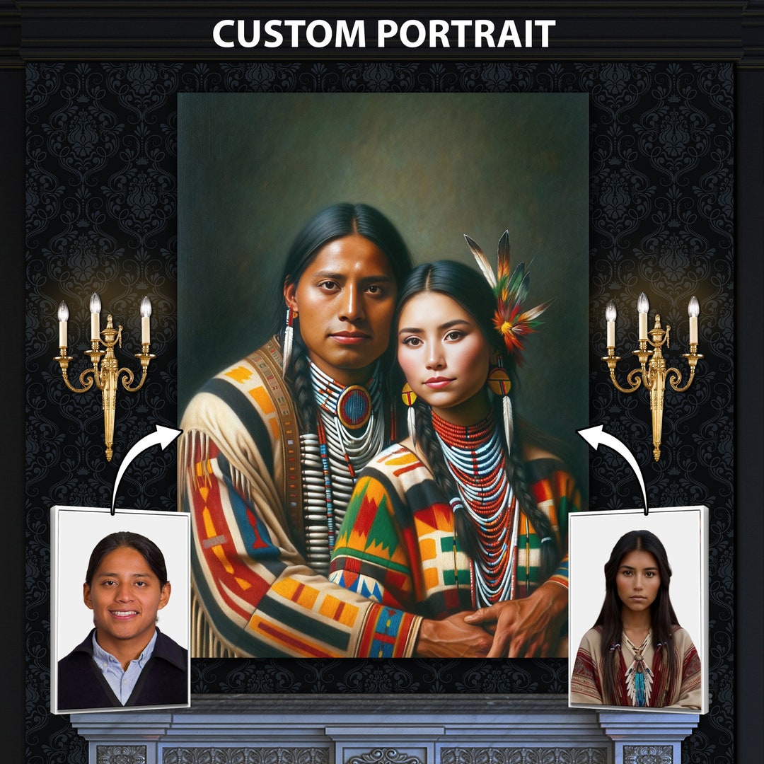 Custom Photo Canvas Native American Couple Custom Portrait - Etsy