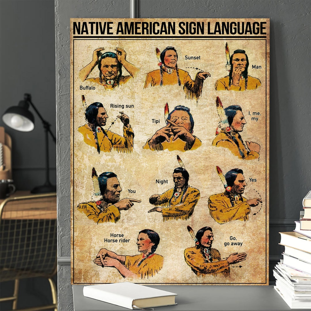 Native American Sign Language Art Canvas Prints for Wall Decor, Native ...