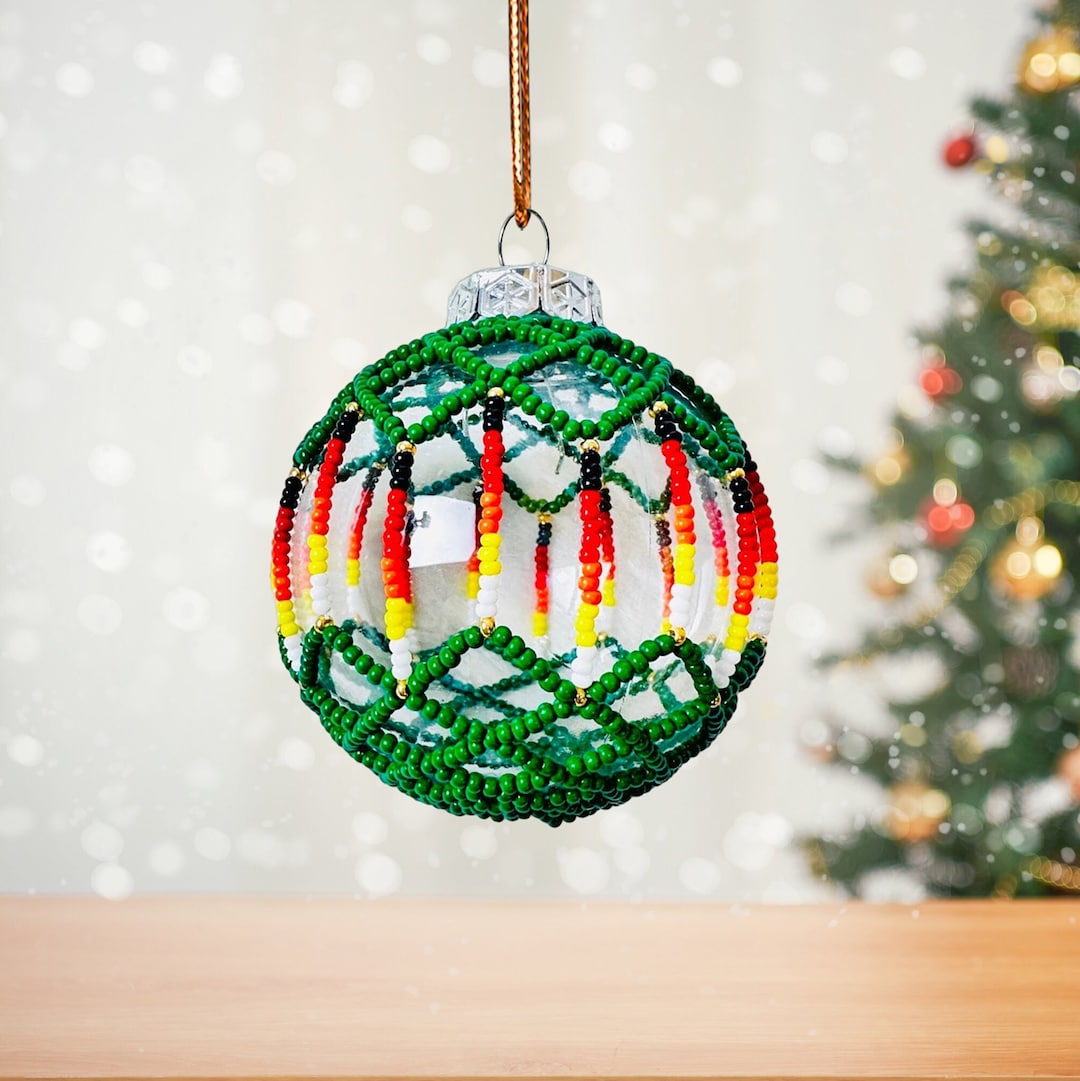Green Beaded Handmade Ornament for Christmas Holiday Decor Gifts ...