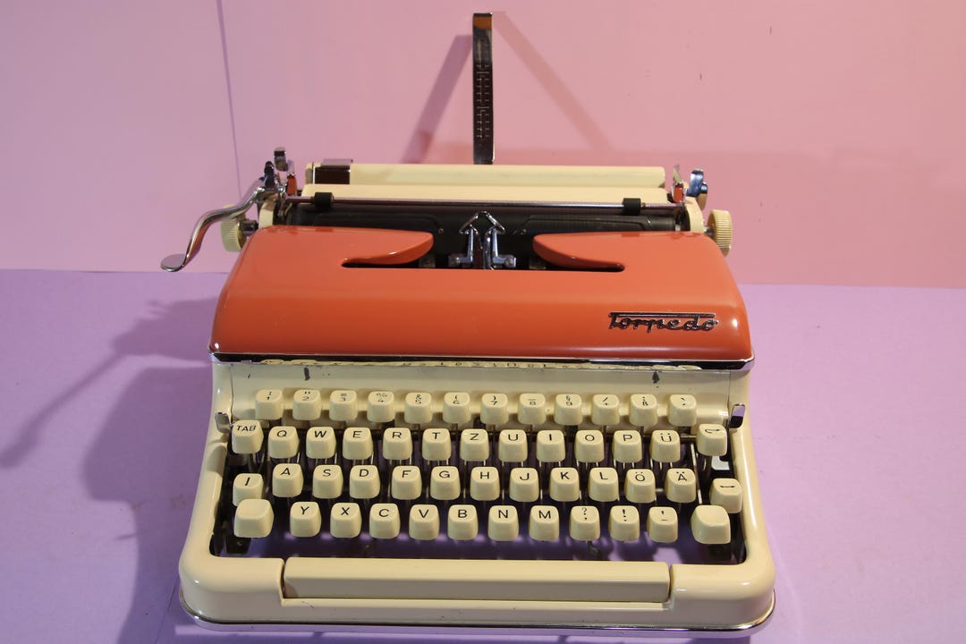 Vintage Torpedo 18 Typewriter, Duotone Salmon Cream, Mid Century ...