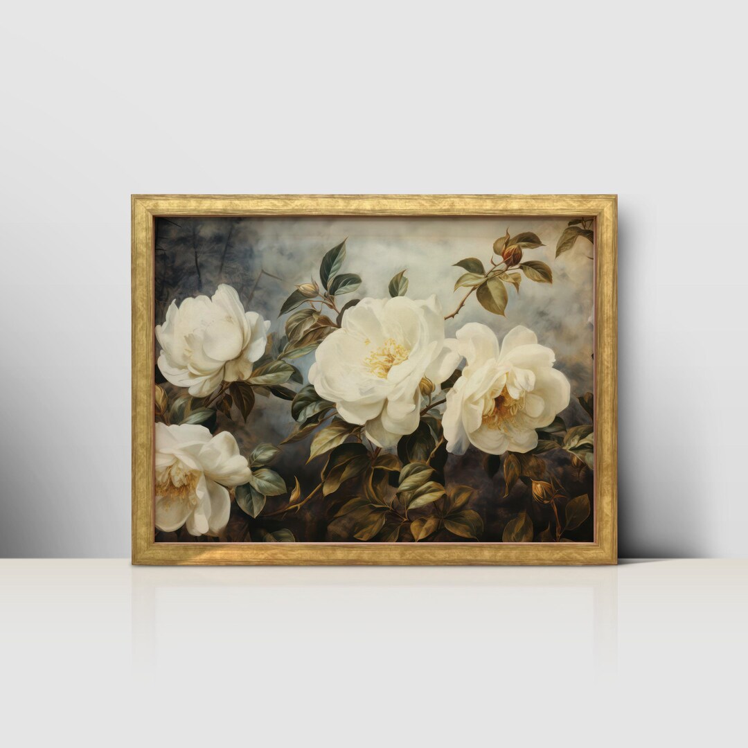 Spring Blossom Vintage Rose Garden Wall Art Botanical Floral Print ...