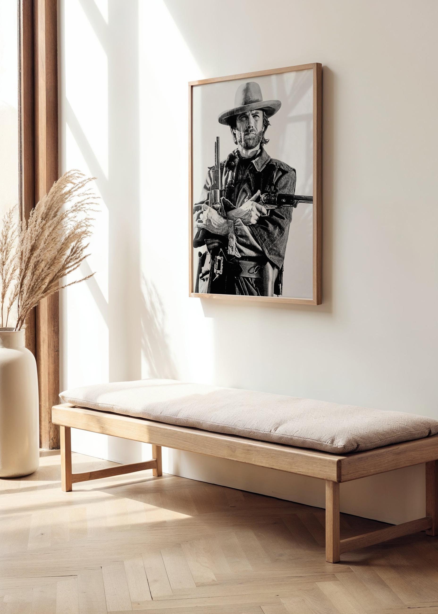 Vintage Western Gunslinger With Lever-action Rifle Monochrome Cowboy ...