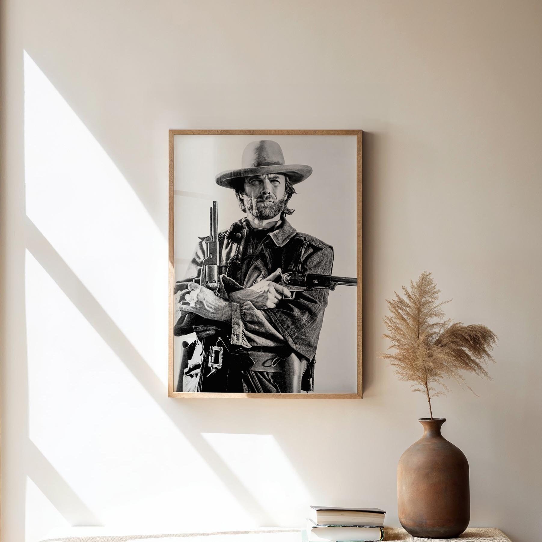 Vintage Western Gunslinger With Lever-action Rifle Monochrome Cowboy ...