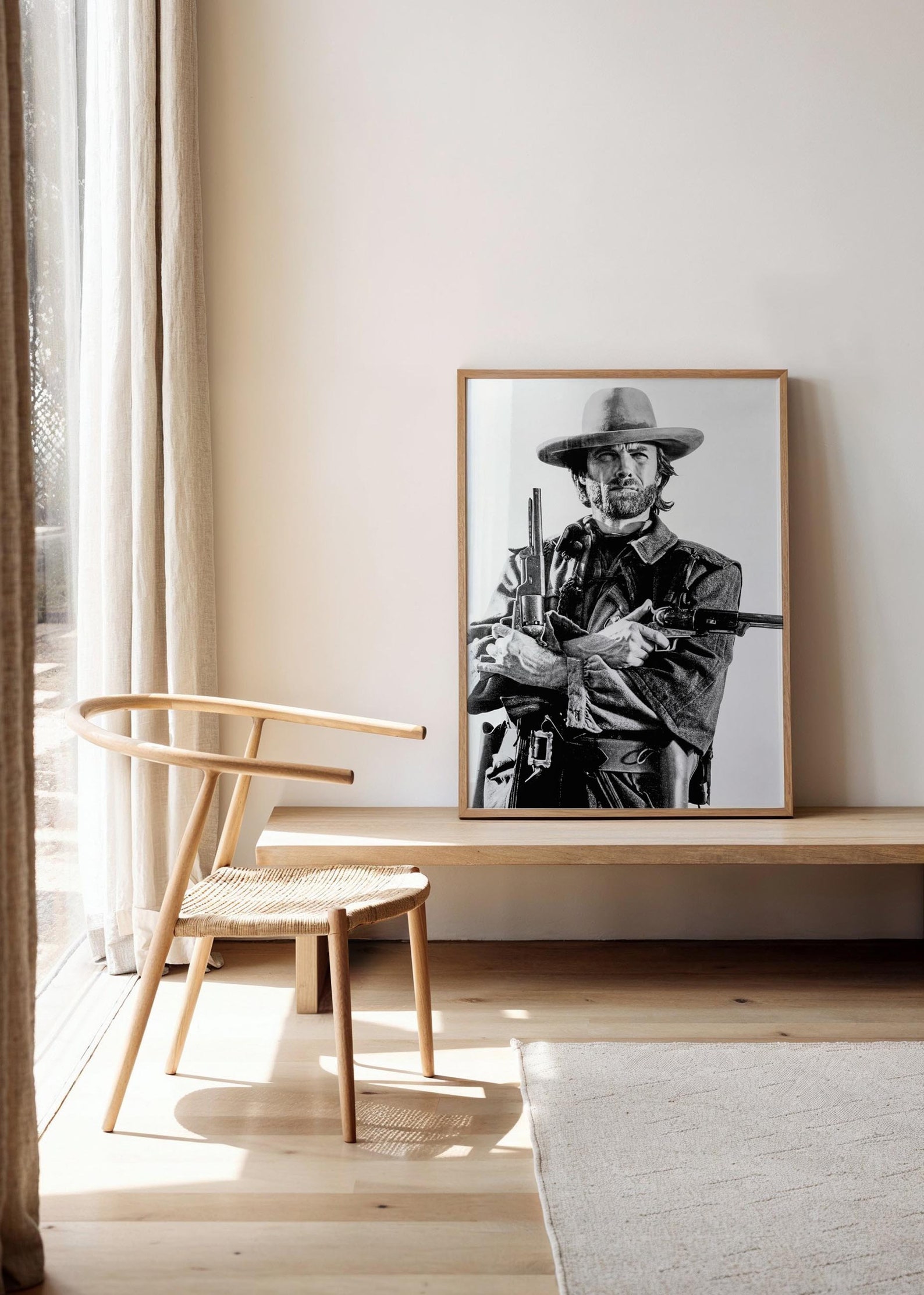 Vintage Western Gunslinger With Lever-action Rifle Monochrome Cowboy ...