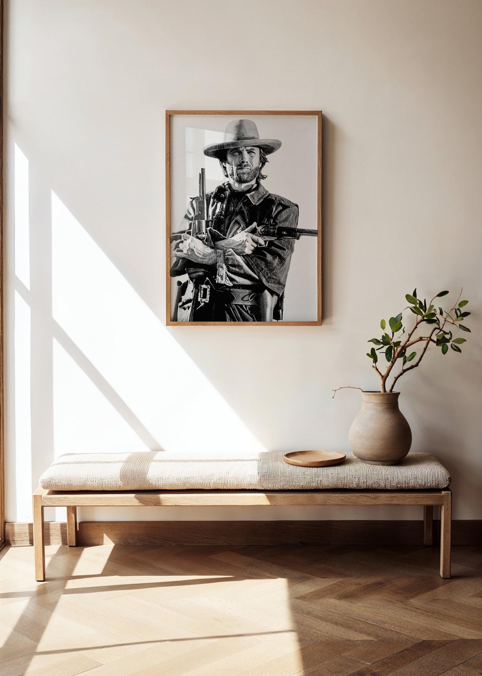 Vintage Western Gunslinger With Lever-action Rifle Monochrome Cowboy ...
