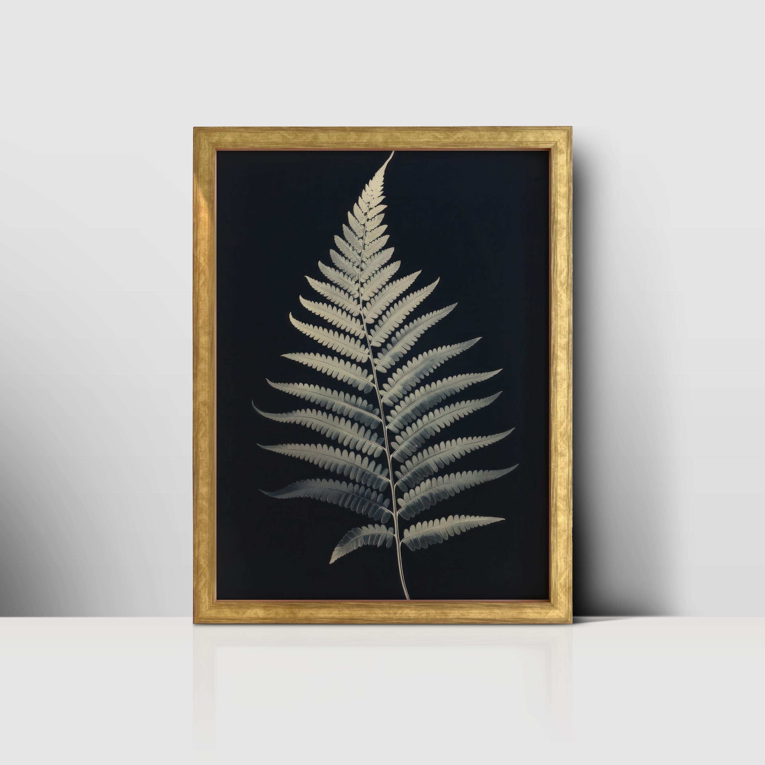 Electric Blue Fern Art: Vintage Printable Wall Art of Ostrich Fern in ...