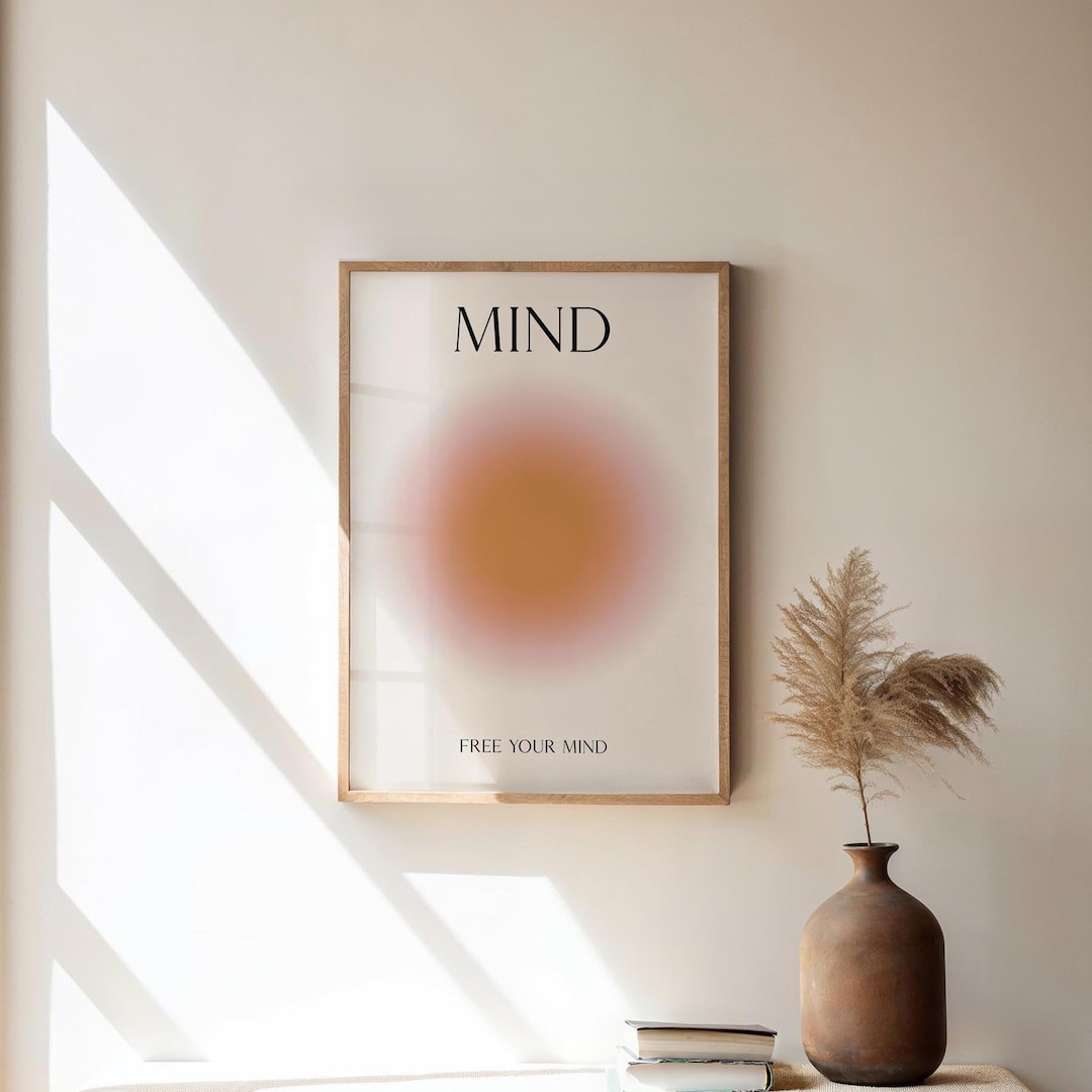 Modern Minimalist Poster Art Print 'MIND' Serene Inspirational Digital ...