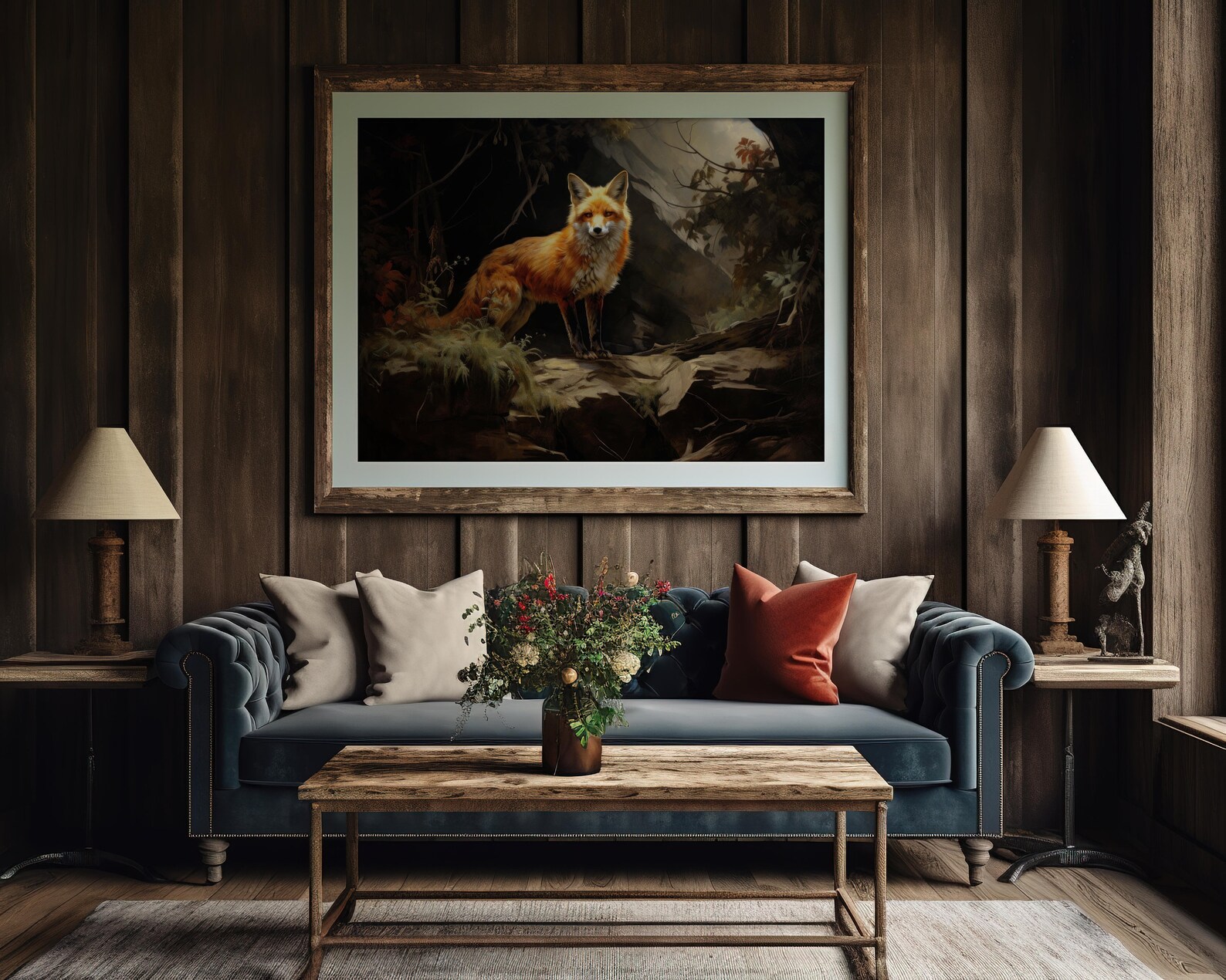 Red Fox and Fawn in Nature Scene Printable Vintage Wall Art - Etsy