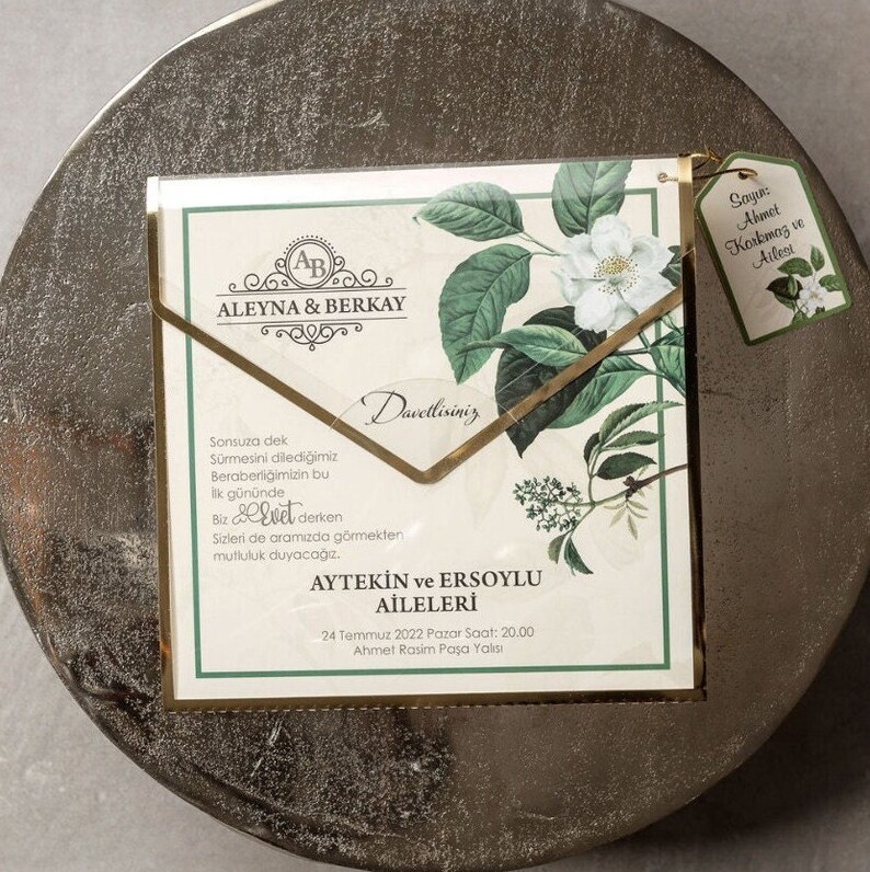 Floral Acrylic Envelope Wedding Invitation Unique Wedding - Etsy