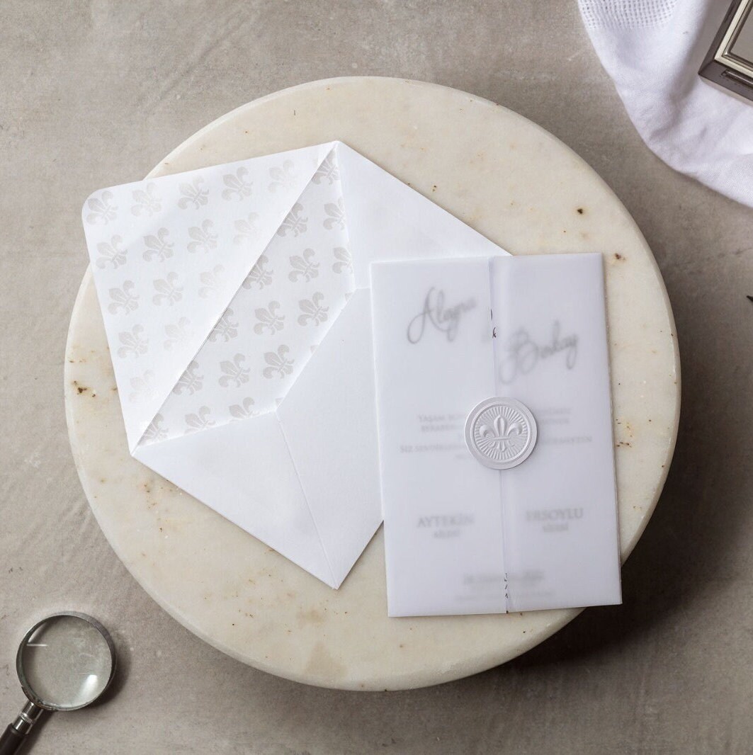 Vellum Wedding Invitation and Wax Seal White Vellum Wedding Invitations ...