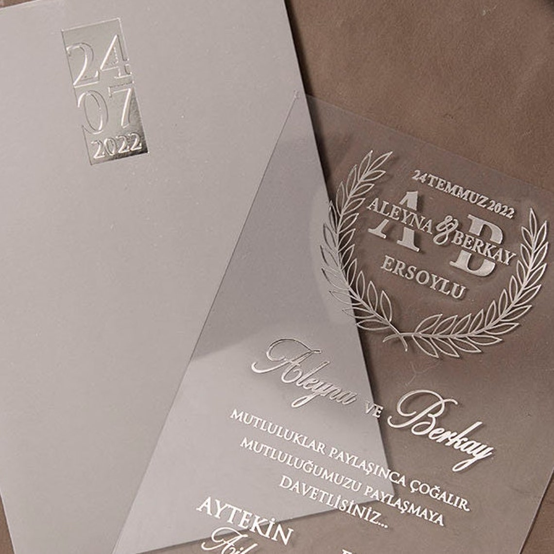 Gray Acrylic Wedding Invitation Elegant Gray Wedding - Etsy