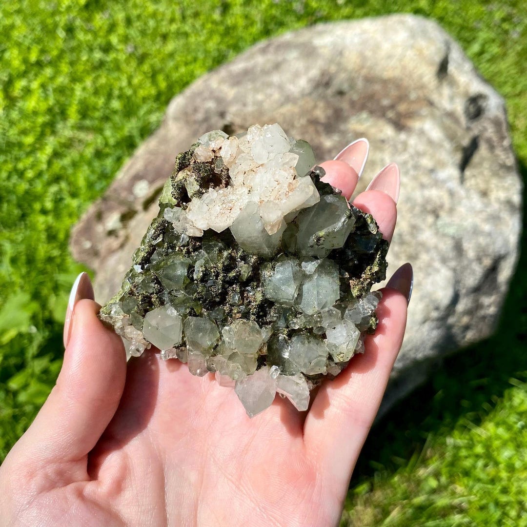 Forest Epidote and Quartz / Rare Find / Turkey / Gift / Unique / Raw ...