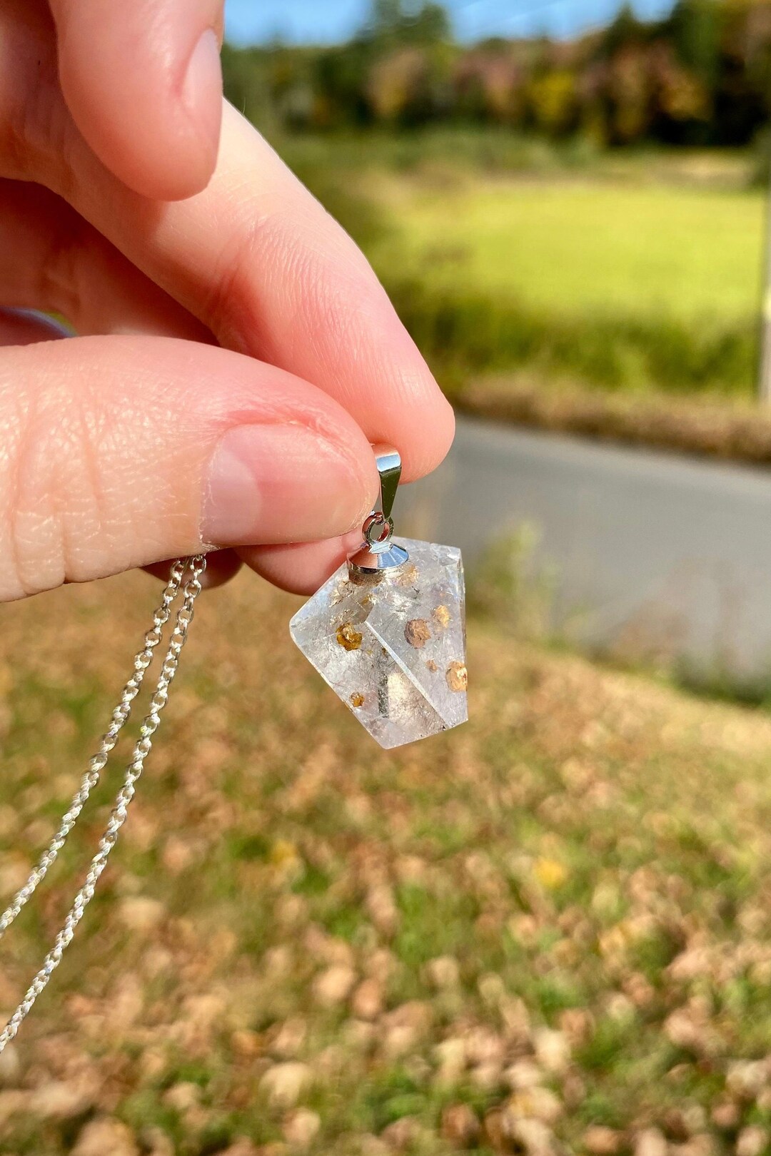 Silver Rutile W/ Garden Quartz Pendant/necklace / High Quality / for ...