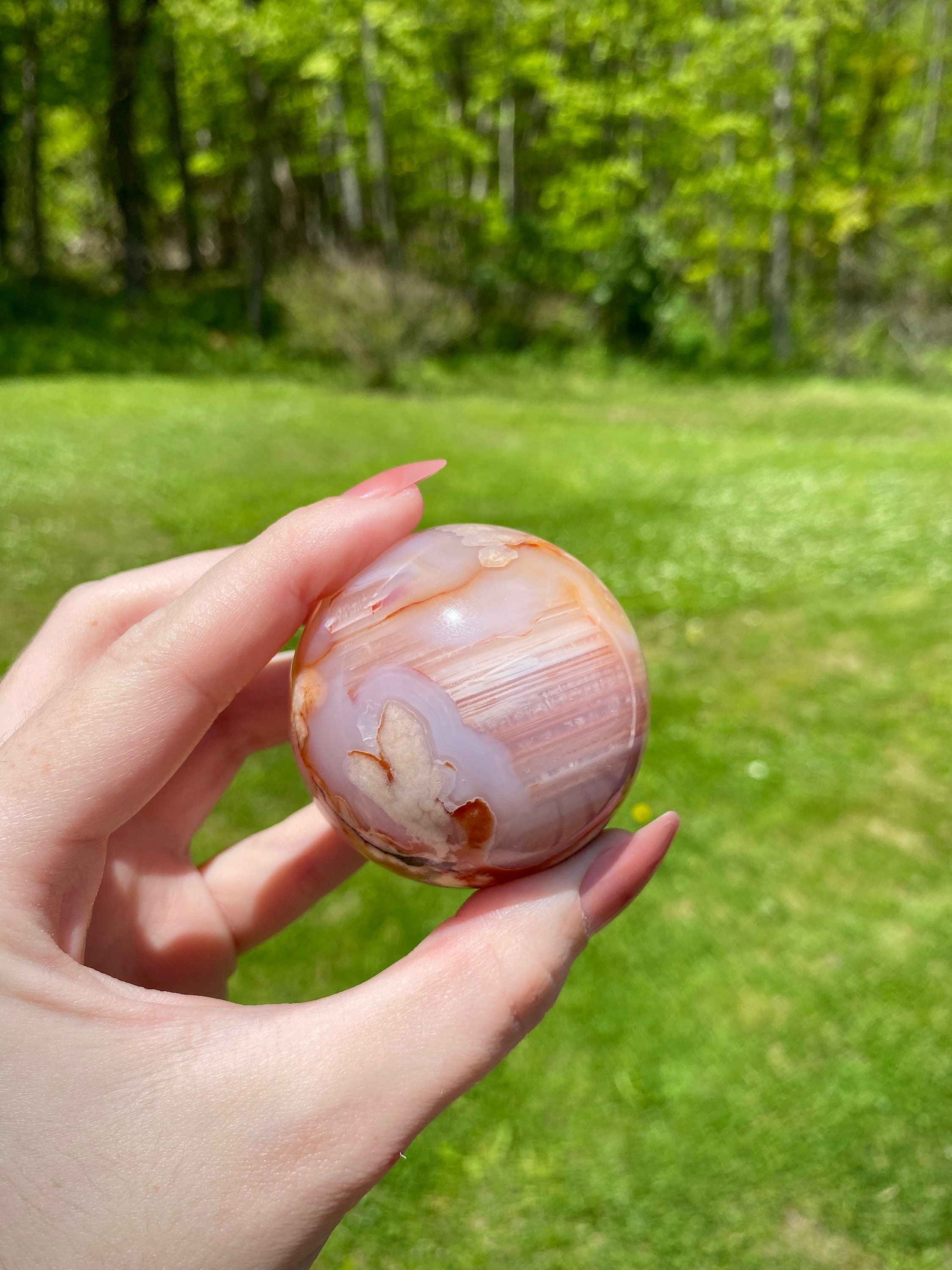 Rare Carnelian Flower Agate Sphere: Madagascar Crystal Decor - Etsy