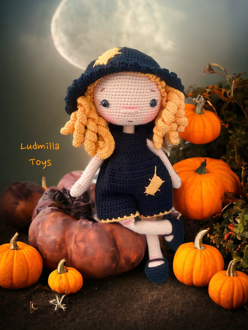Halloween Sweet Witch Pattern in English Pdf. Amigurumi Doll Pattern. Hallowen Doll. Witch Doll ...