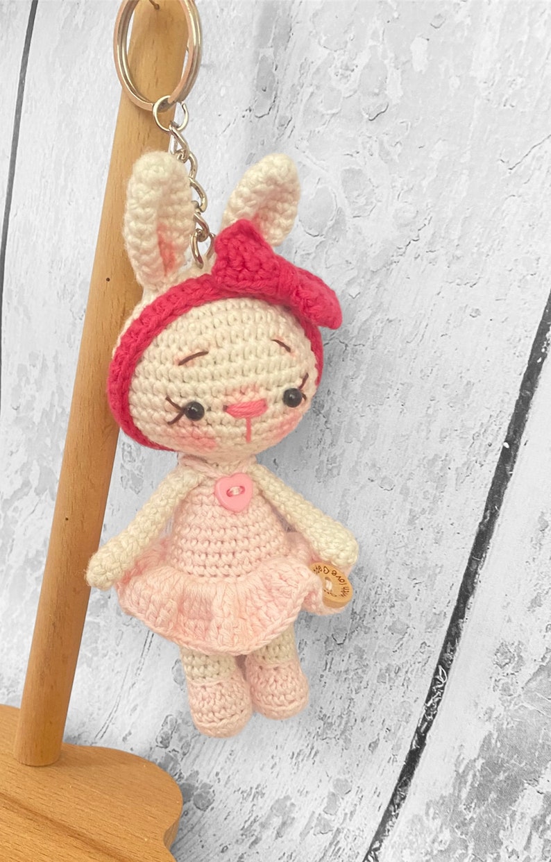 Bunny Keychain Crochet English Pattern. Amigurumi Keychain. Rabbit ...