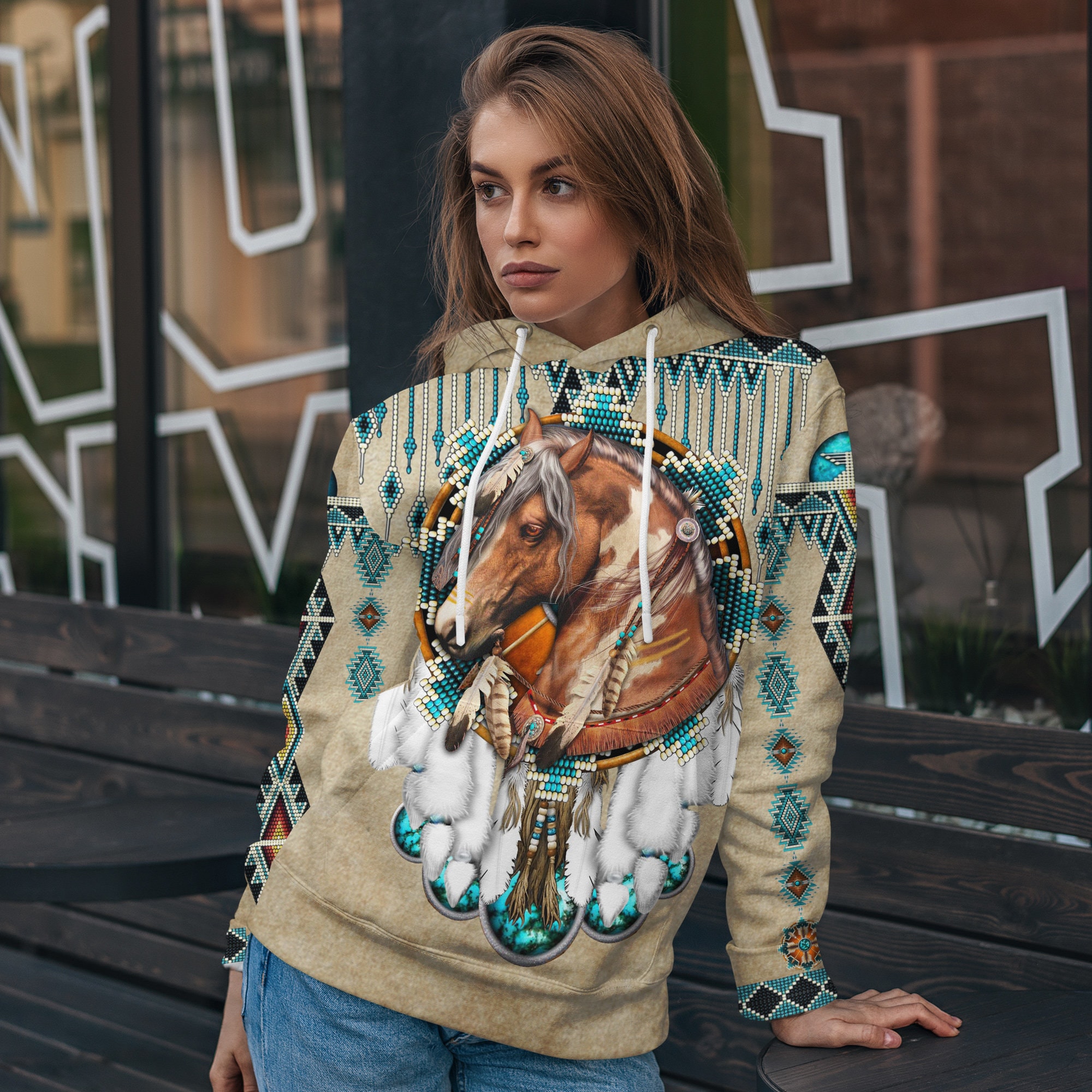 Native Horse 3D Hoodie, Native American Style 3D Hoodie Super Warm and ...