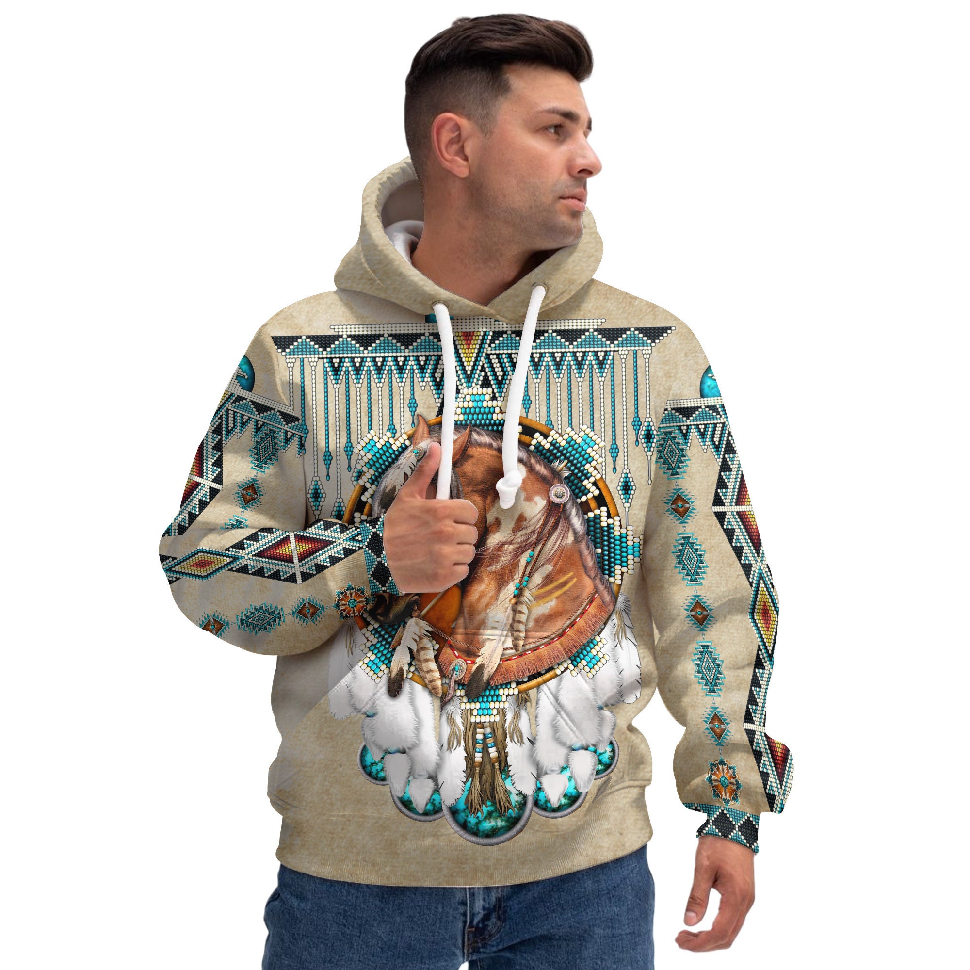 Native Horse 3D Hoodie, Native American Style 3D Hoodie Super Warm and ...