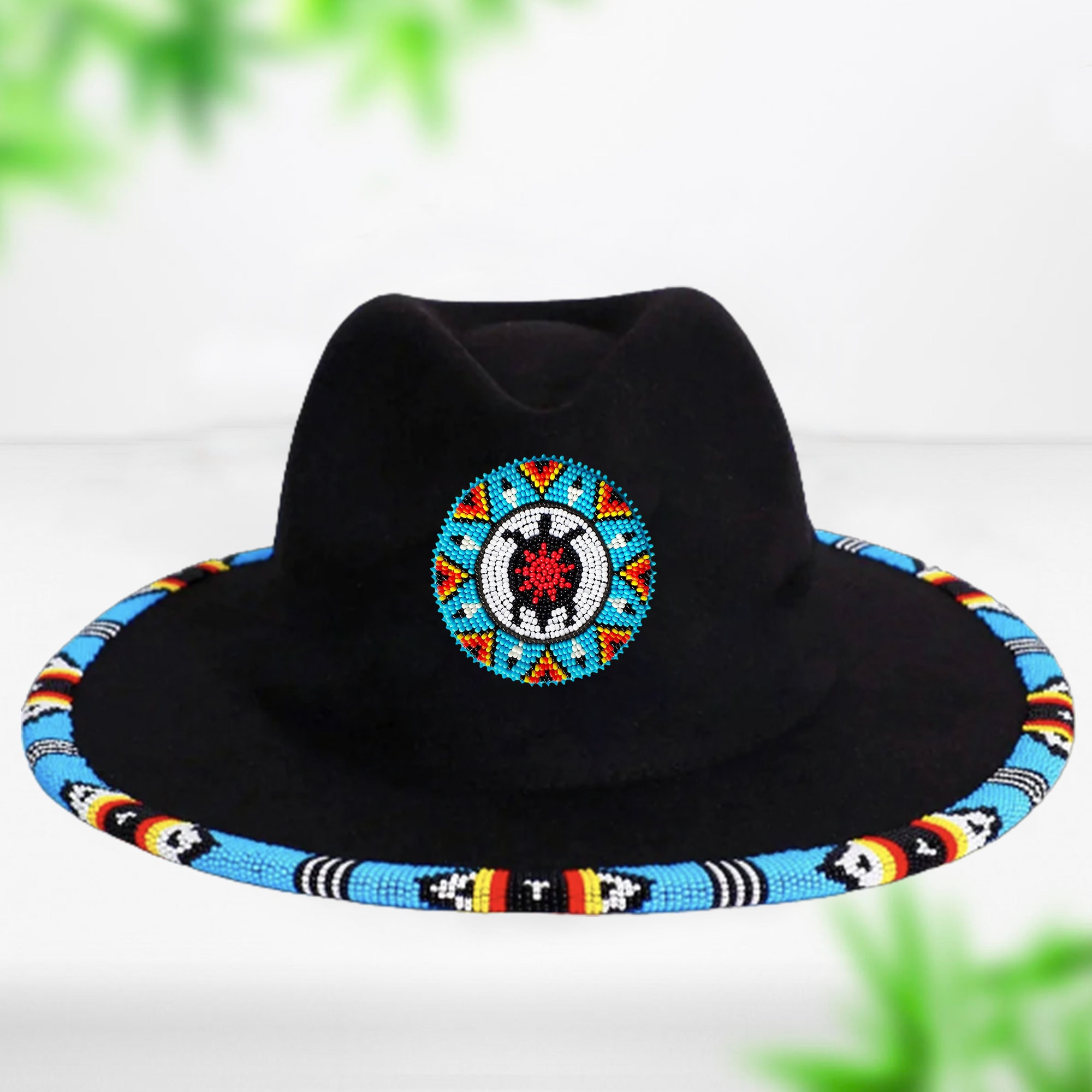 Blue Turtle Feather Pattern Handmade Beaded, Indigenous Handmade Beaded ...