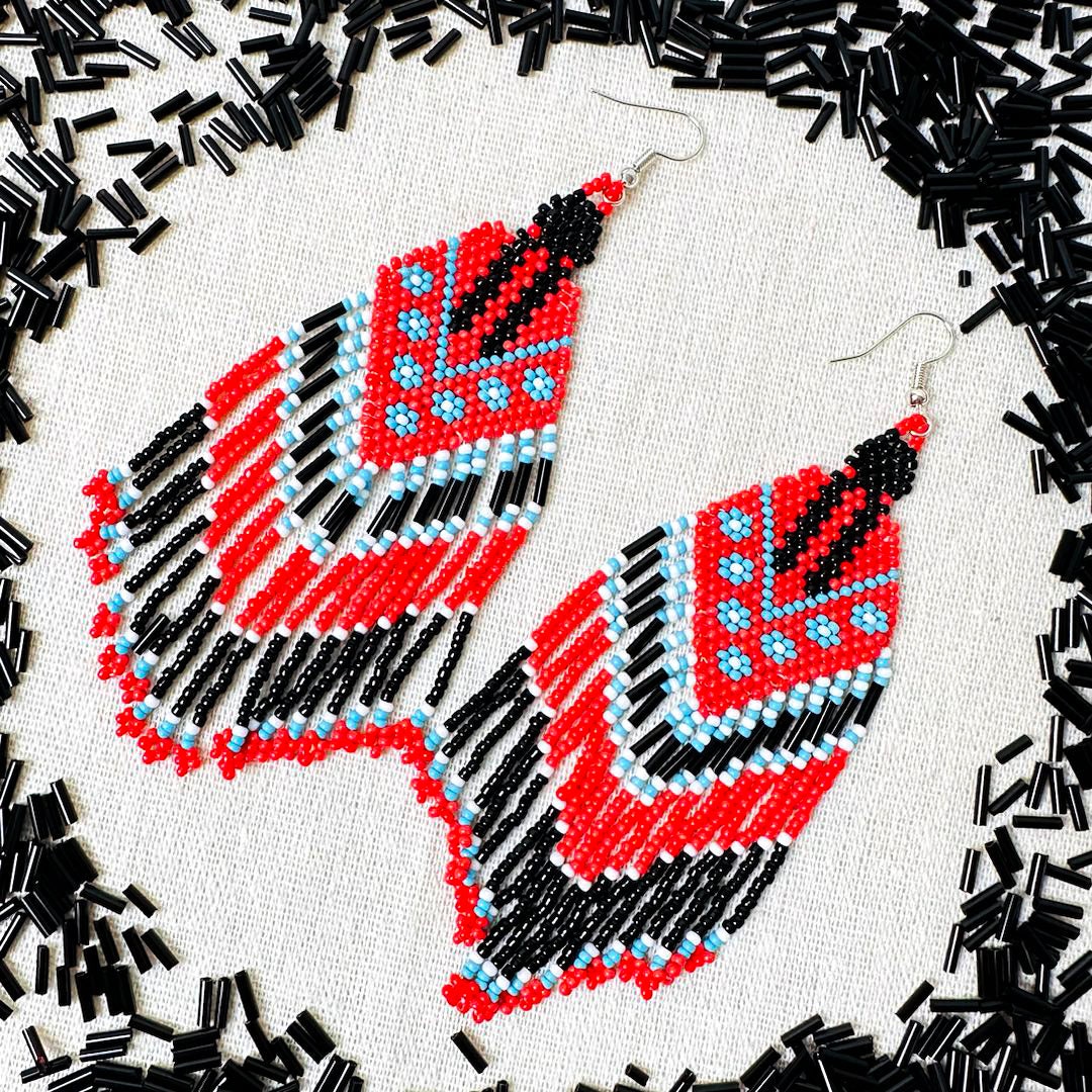 MMIW Handmade Beaded Earrings, Handmade Native Fringe Earrings, Native ...