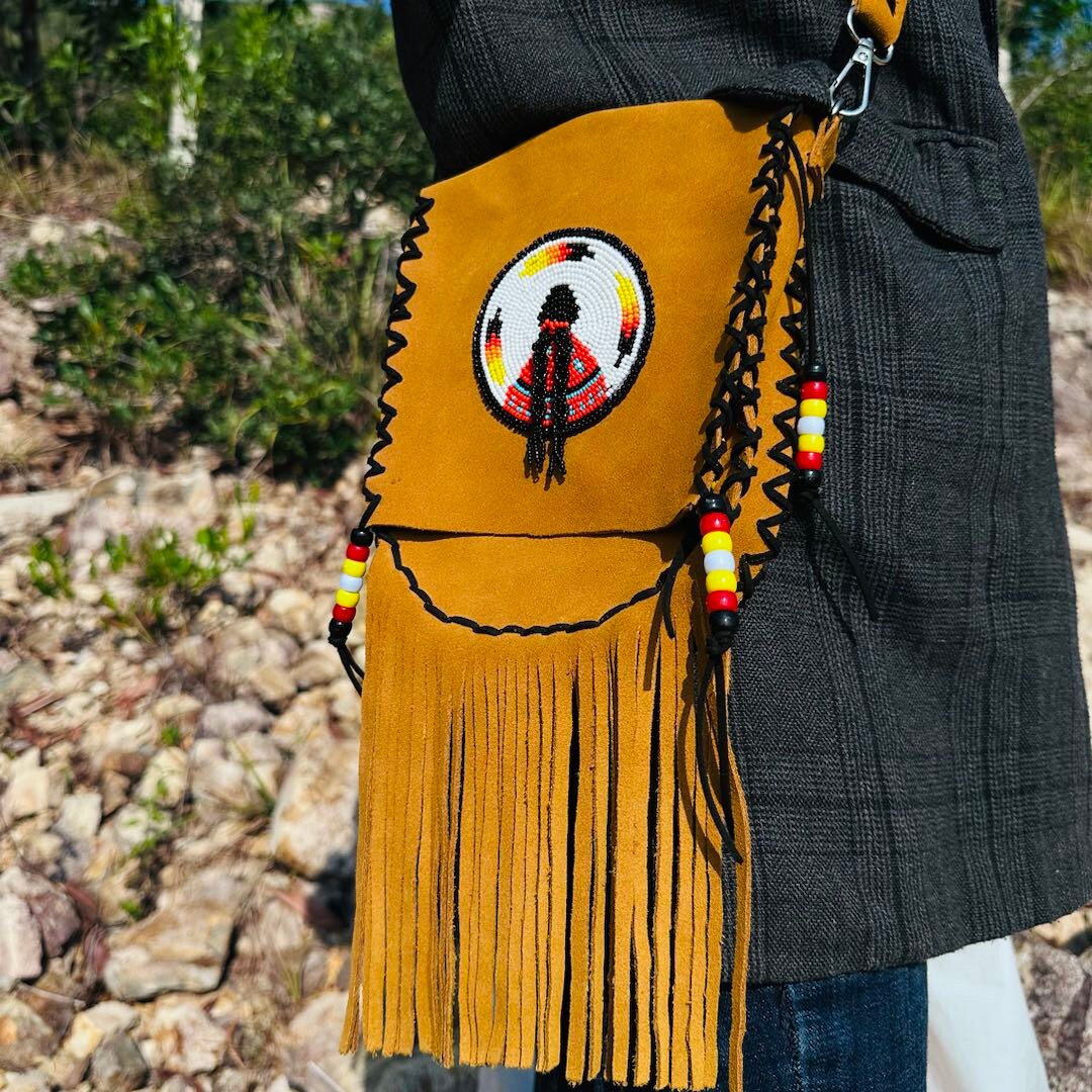 Native American Handmade Suede Leather Beaded Bag, Suede Leather ...