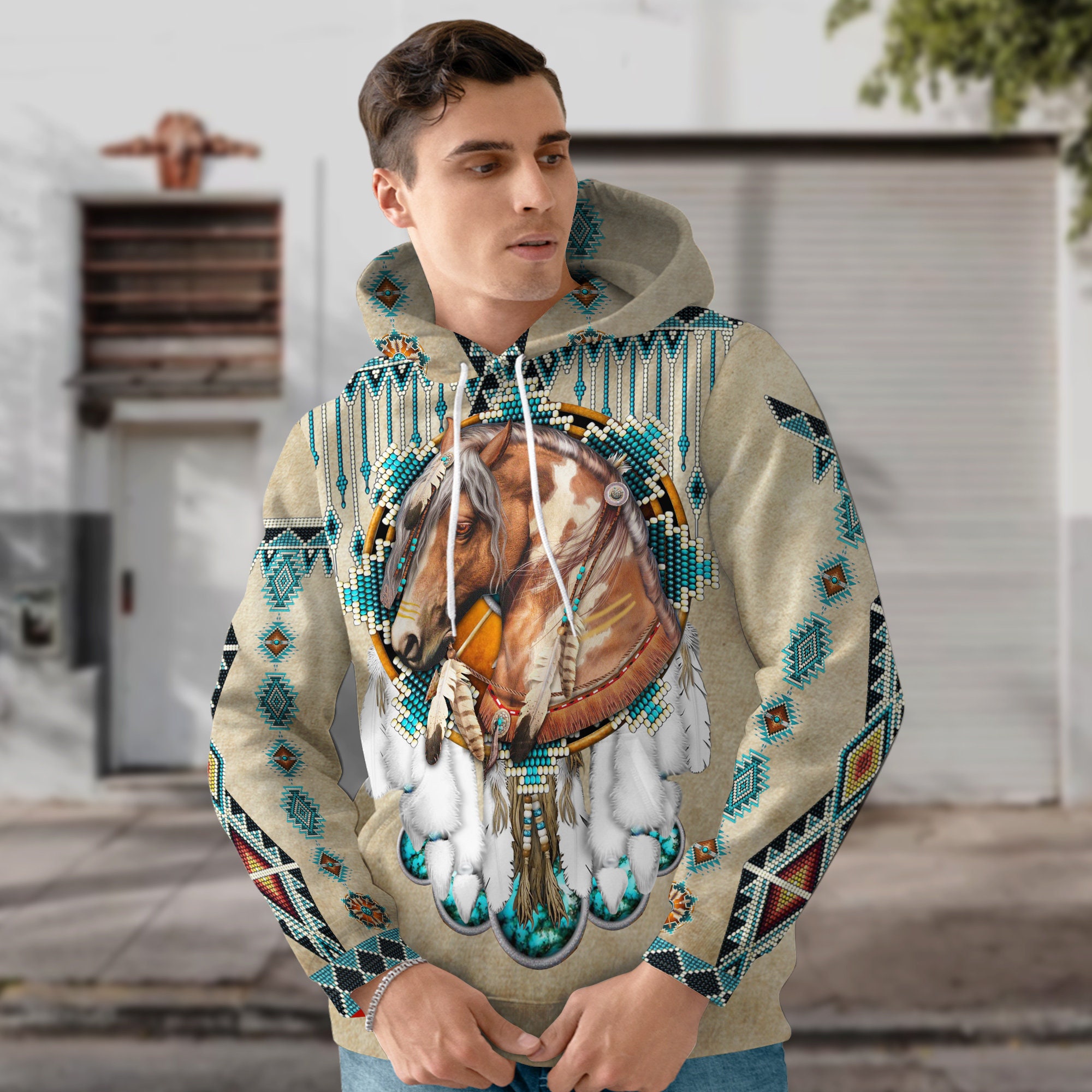 Native Horse 3D Hoodie, Native American Style 3D Hoodie Super Warm and ...