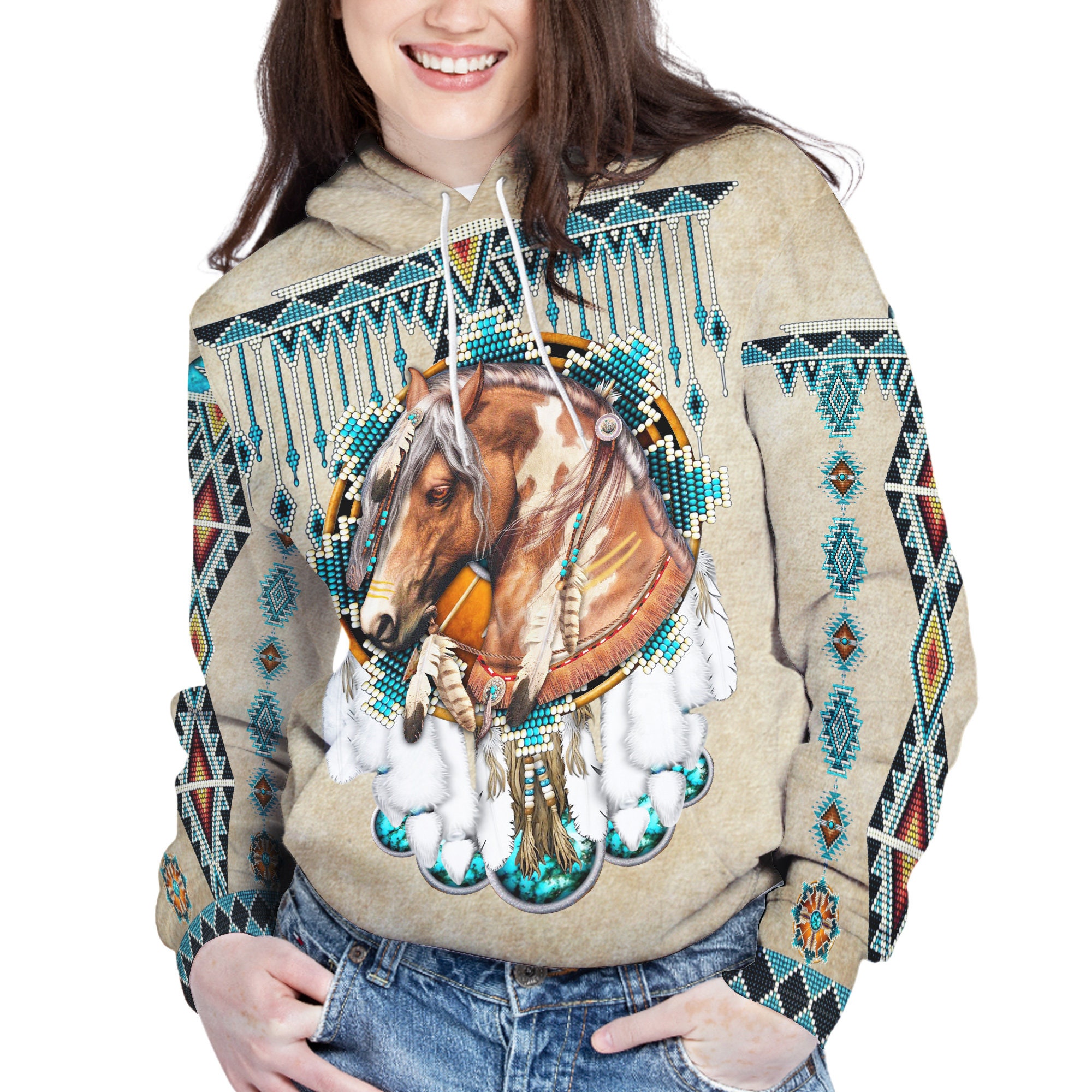 Native Horse 3D Hoodie, Native American Style 3D Hoodie Super Warm and ...